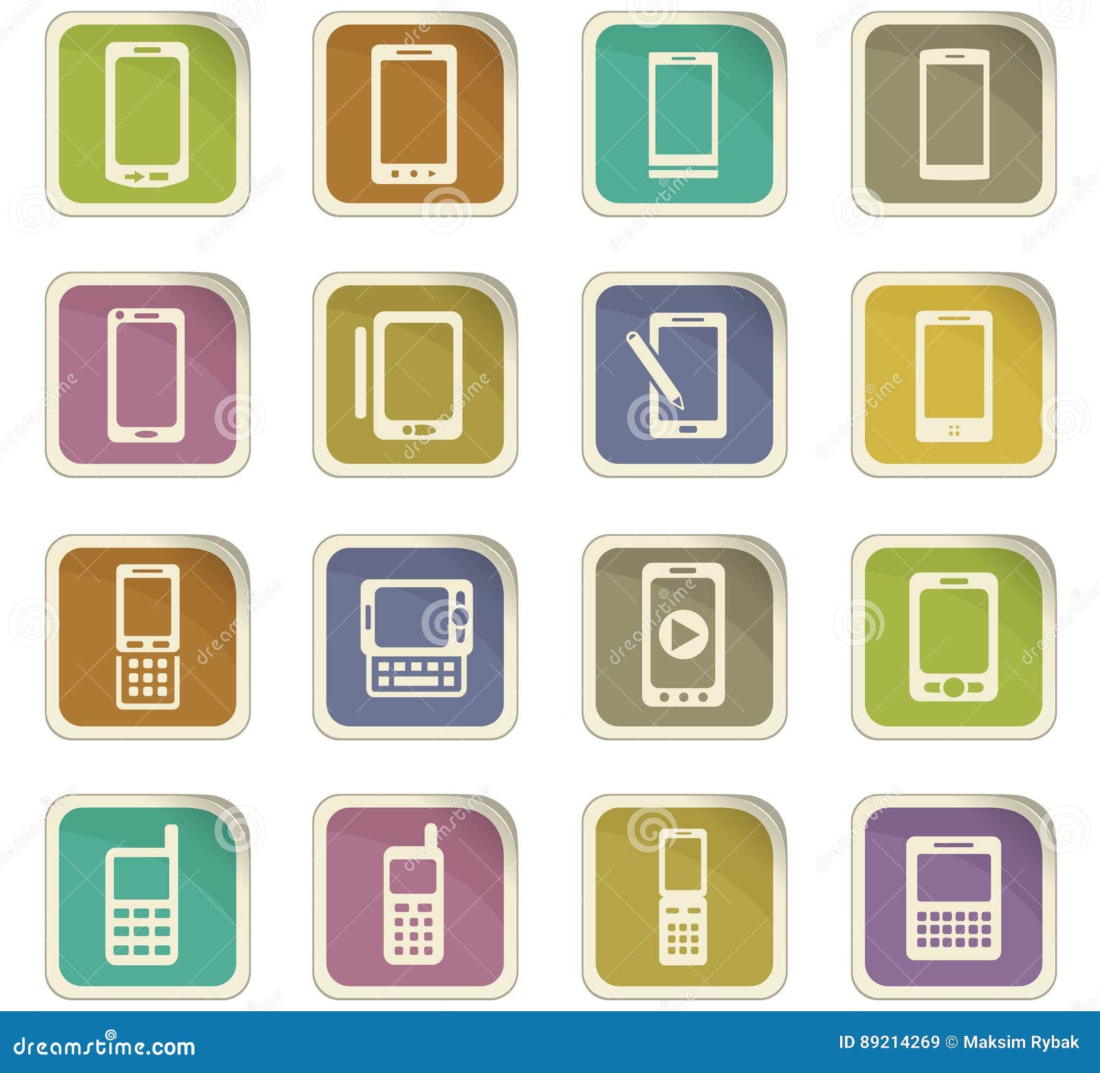 Phone icon set stock illustration. Illustration of electronic - 89214269