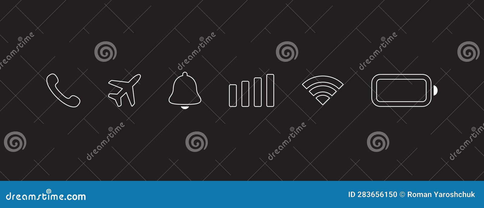 Phone Icon Set. Mobile Icons UI, UX Design. Status Bar Icons Stock ...