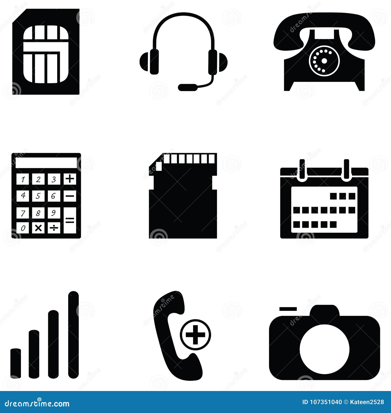 Phone icon set stock vector. Illustration of collection - 107351040