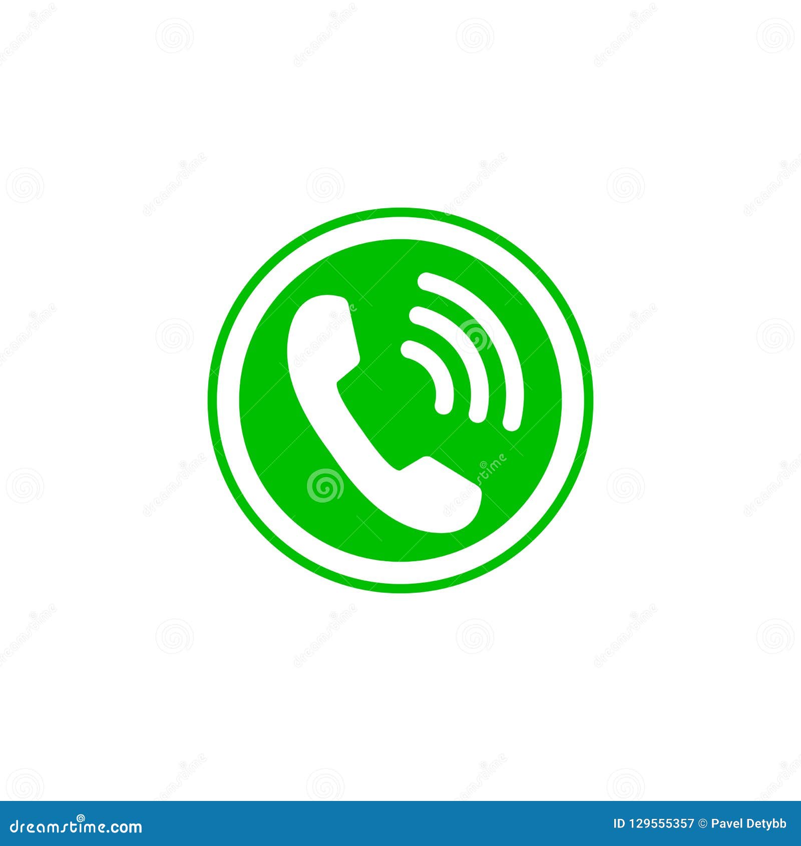 Phone Icon, Sign. Handset. Vector Illustration. White on Green ...