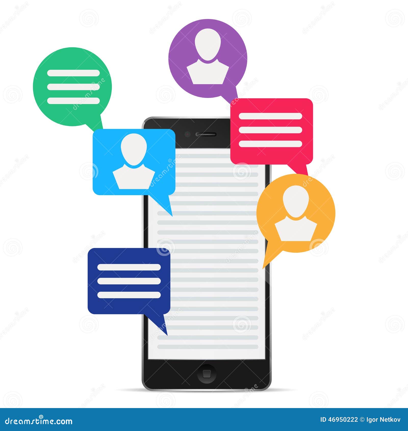 Phone and Icon Social Media Stock Vector - Illustration of bubble, icon ...