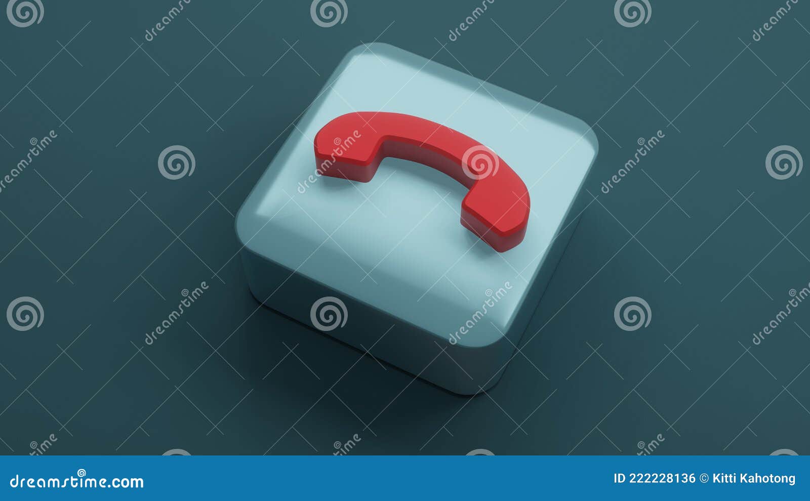 Phone Icon on Square Shape , 3d Rendering Stock Illustration ...
