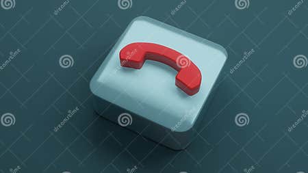 Phone Icon on Square Shape , 3d Rendering Stock Illustration ...