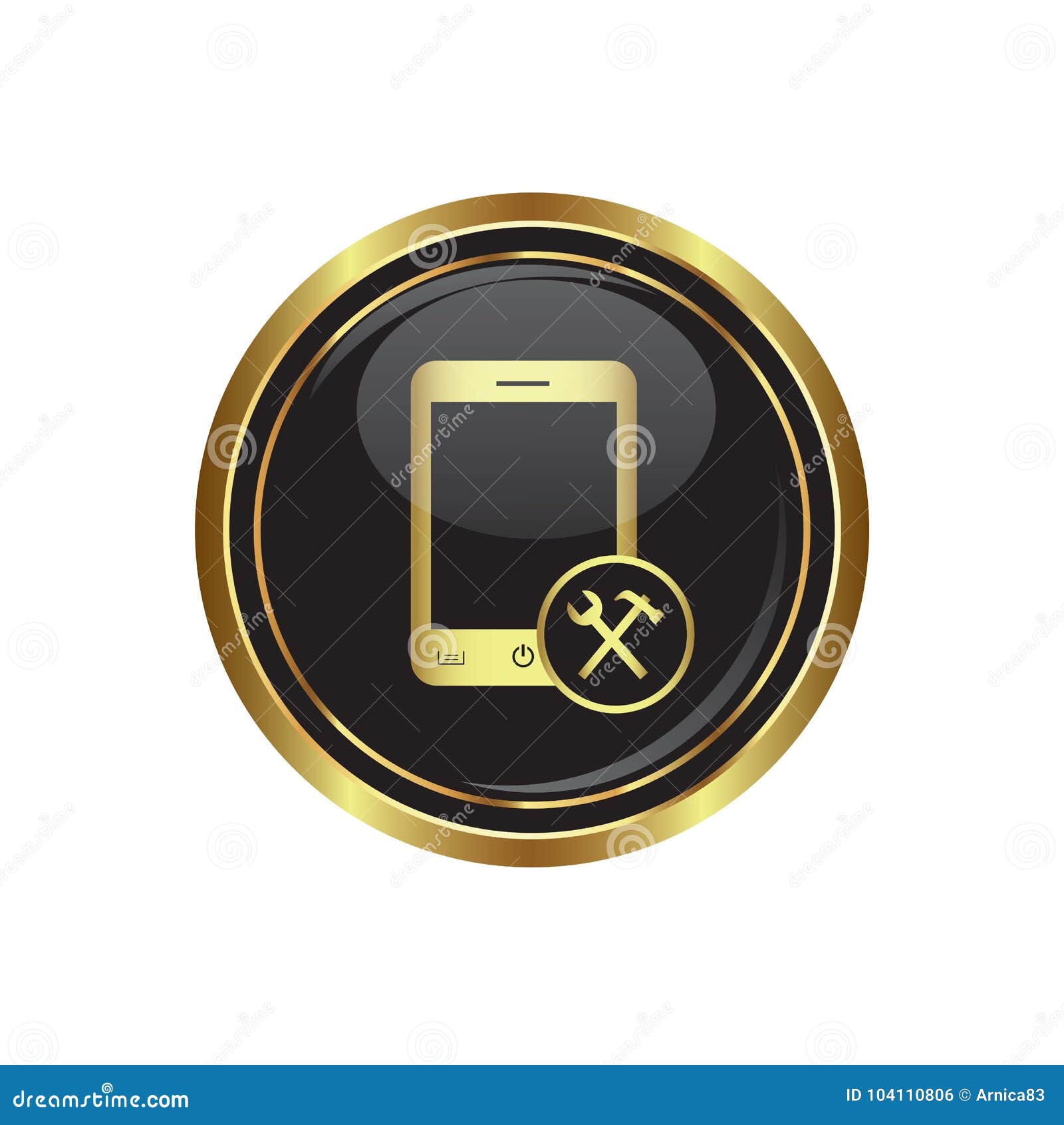Phone icon with tools menu stock vector. Illustration of shiny - 104110806