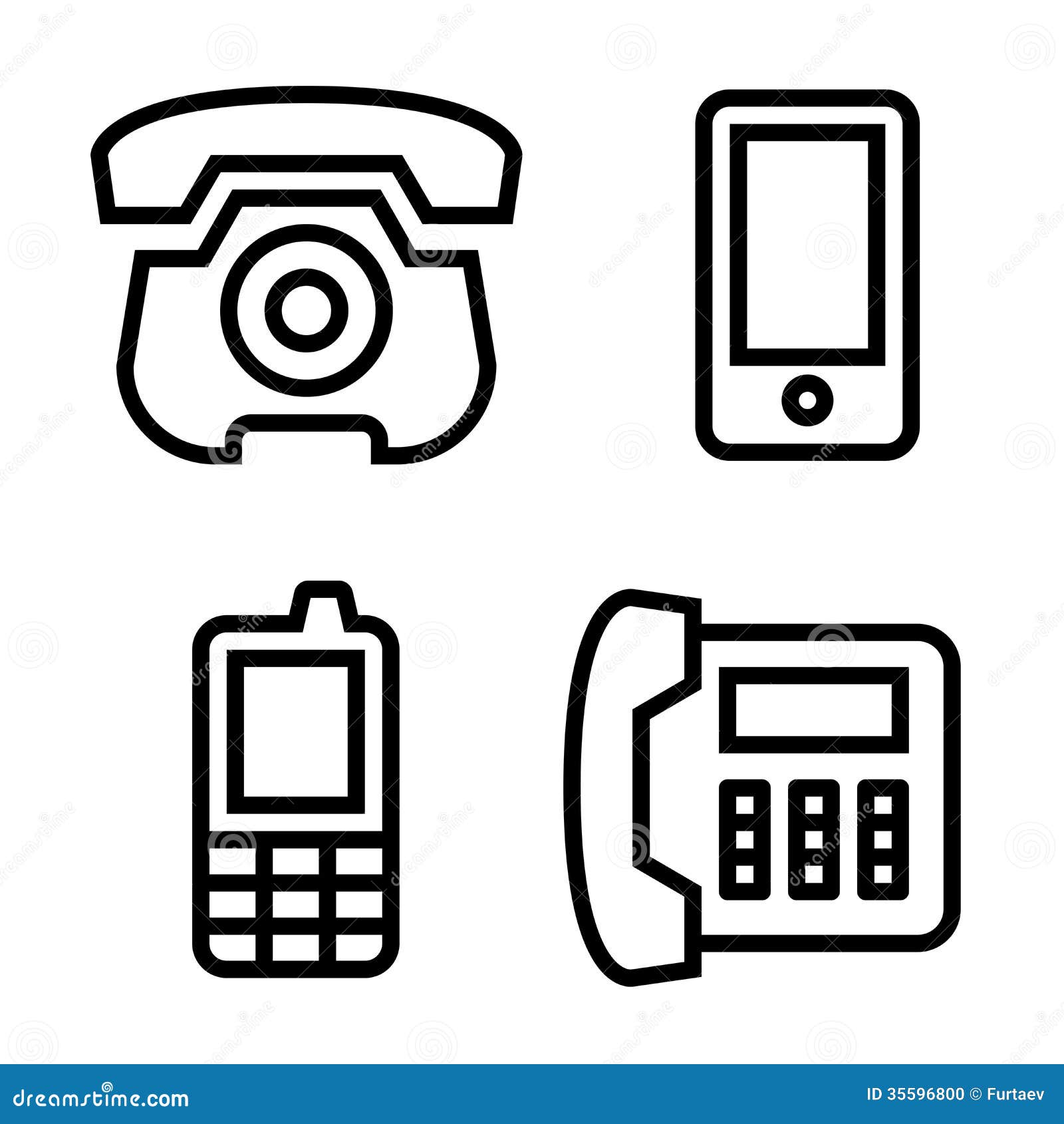 Phone icons set stock vector. Illustration of mobil, disc - 35596800