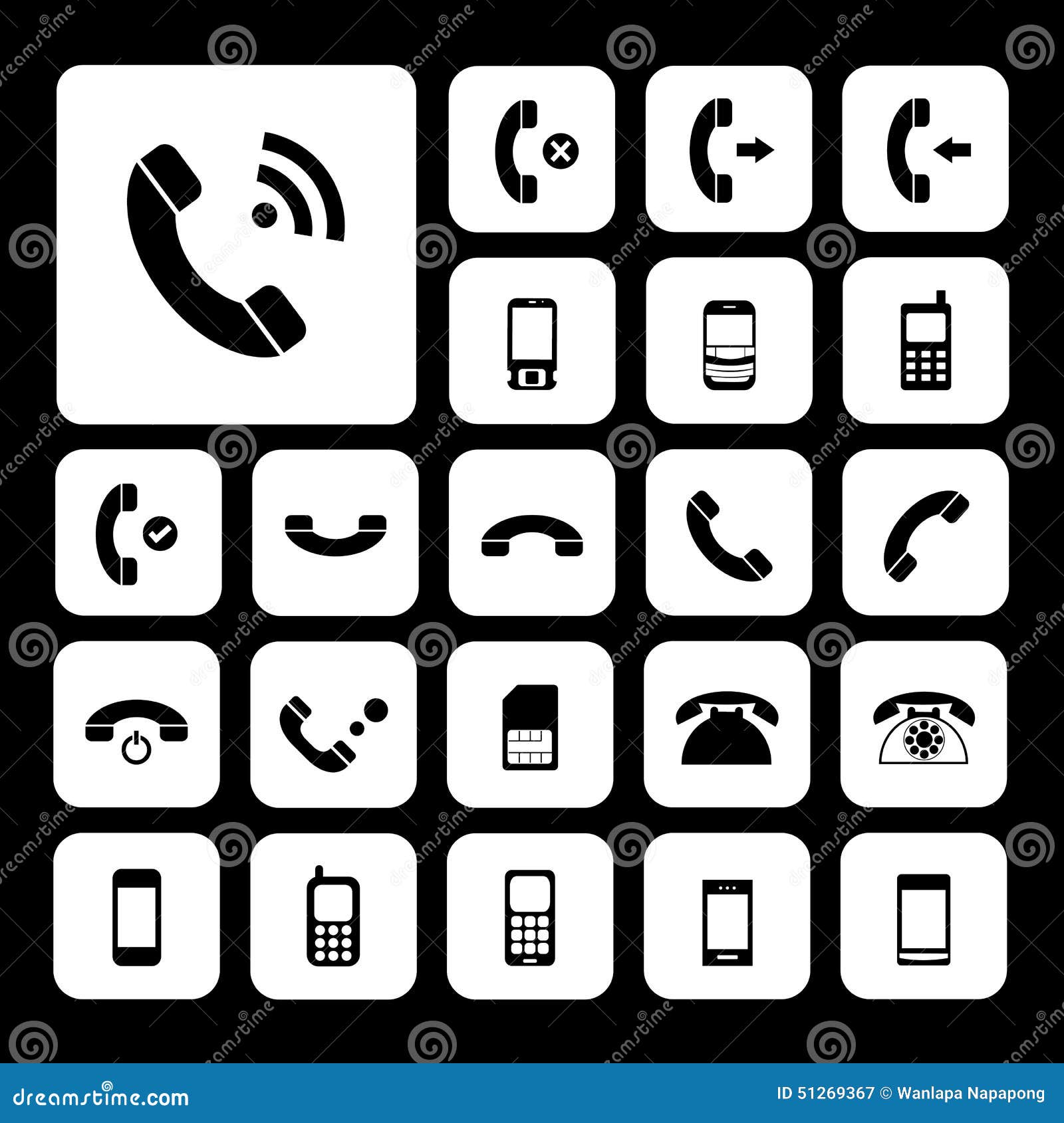 Phone icons set stock vector. Illustration of button - 51269367