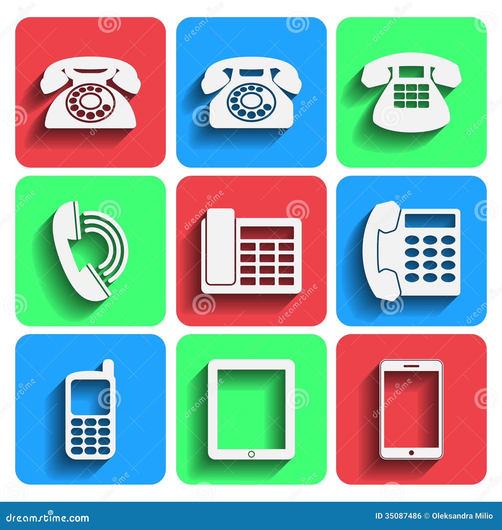 Phone Icons with Shadow stock vector. Illustration of symbol - 35087486