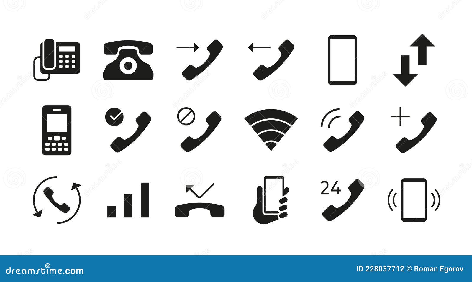 Phone Icons. Telephone Mail and Smartphone Communication Symbols ...