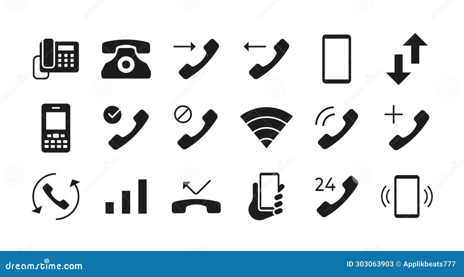 Phone Icons. Telephone Mail and Smartphone Communication Symbols ...