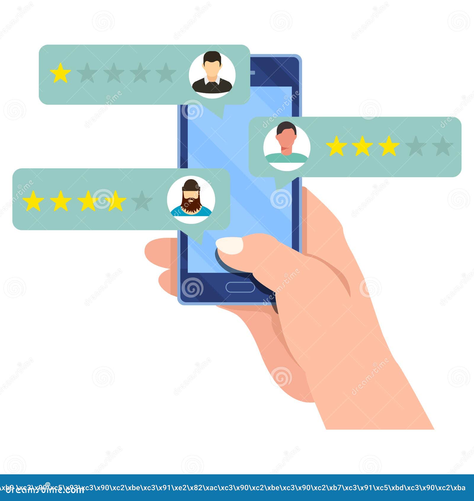 Phone Image with People Ratings and Comments, Vector Illustration Stock ...