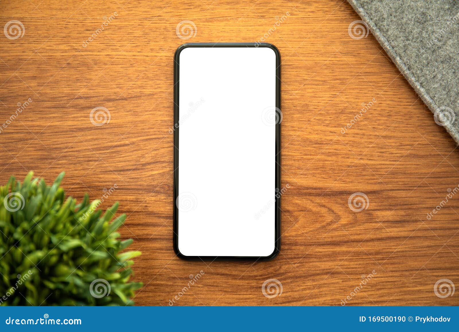 Phone with Isolated Screen on a Table in an Office Stock Photo - Image ...