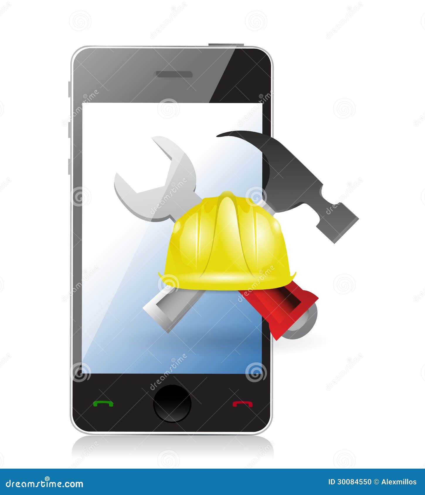 Phone with Issues and Under Construction Sign Stock Illustration ...