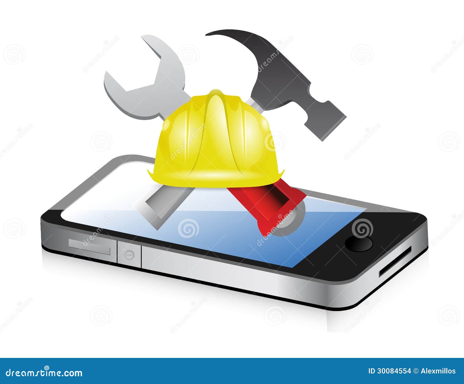 Phone with Issues and Under Construction Sign Stock Illustration ...