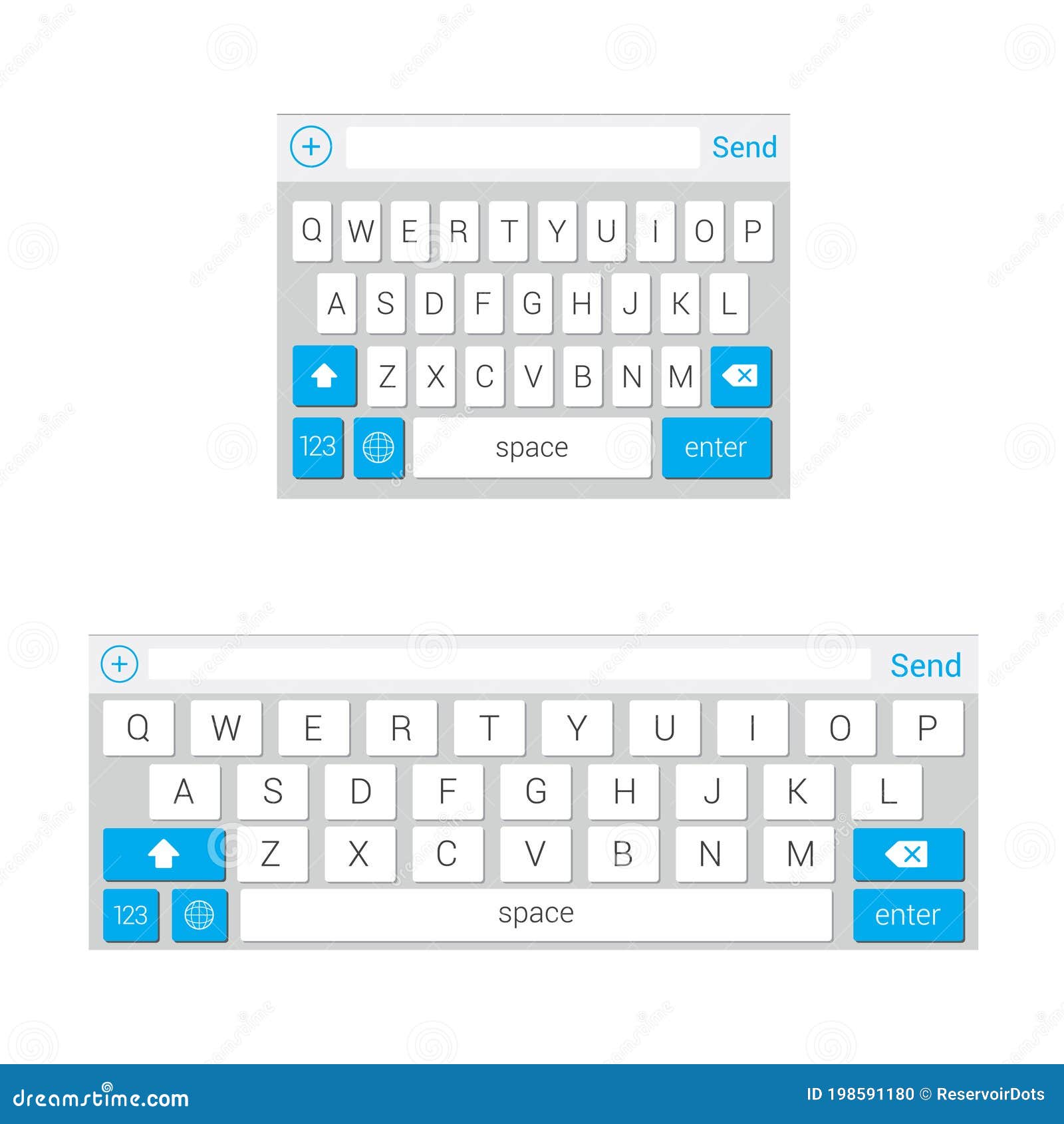 Phone Keyboards Set stock vector. Illustration of bubble - 198591180