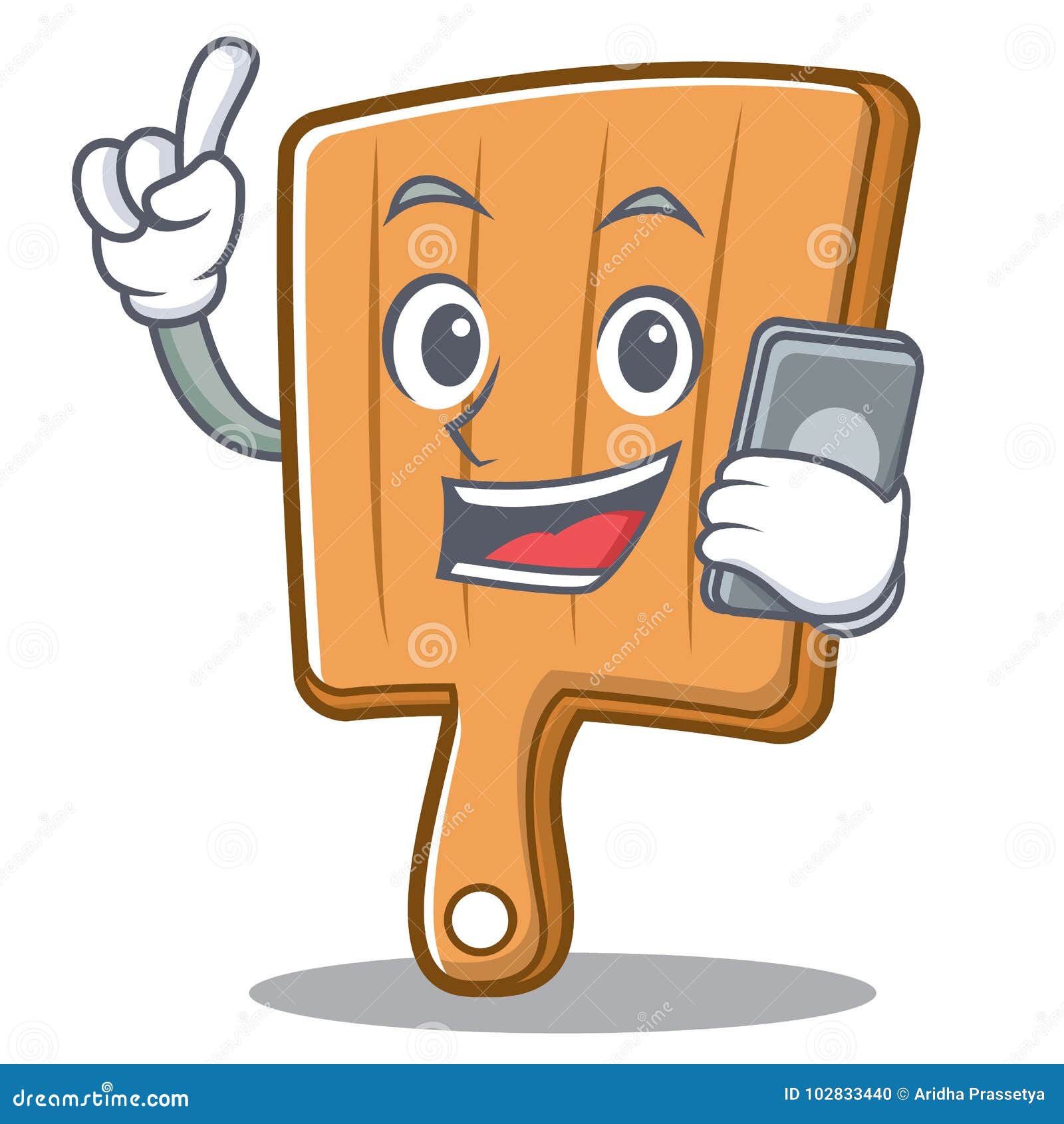With Phone Kitchen Board Character Cartoon Stock Vector - Illustration ...
