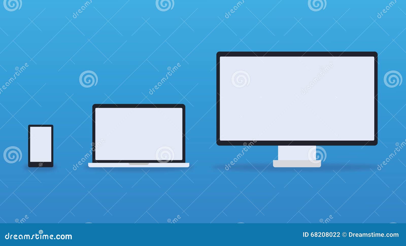 Phone, laptop, desktop stock illustration. Illustration of flat - 68208022