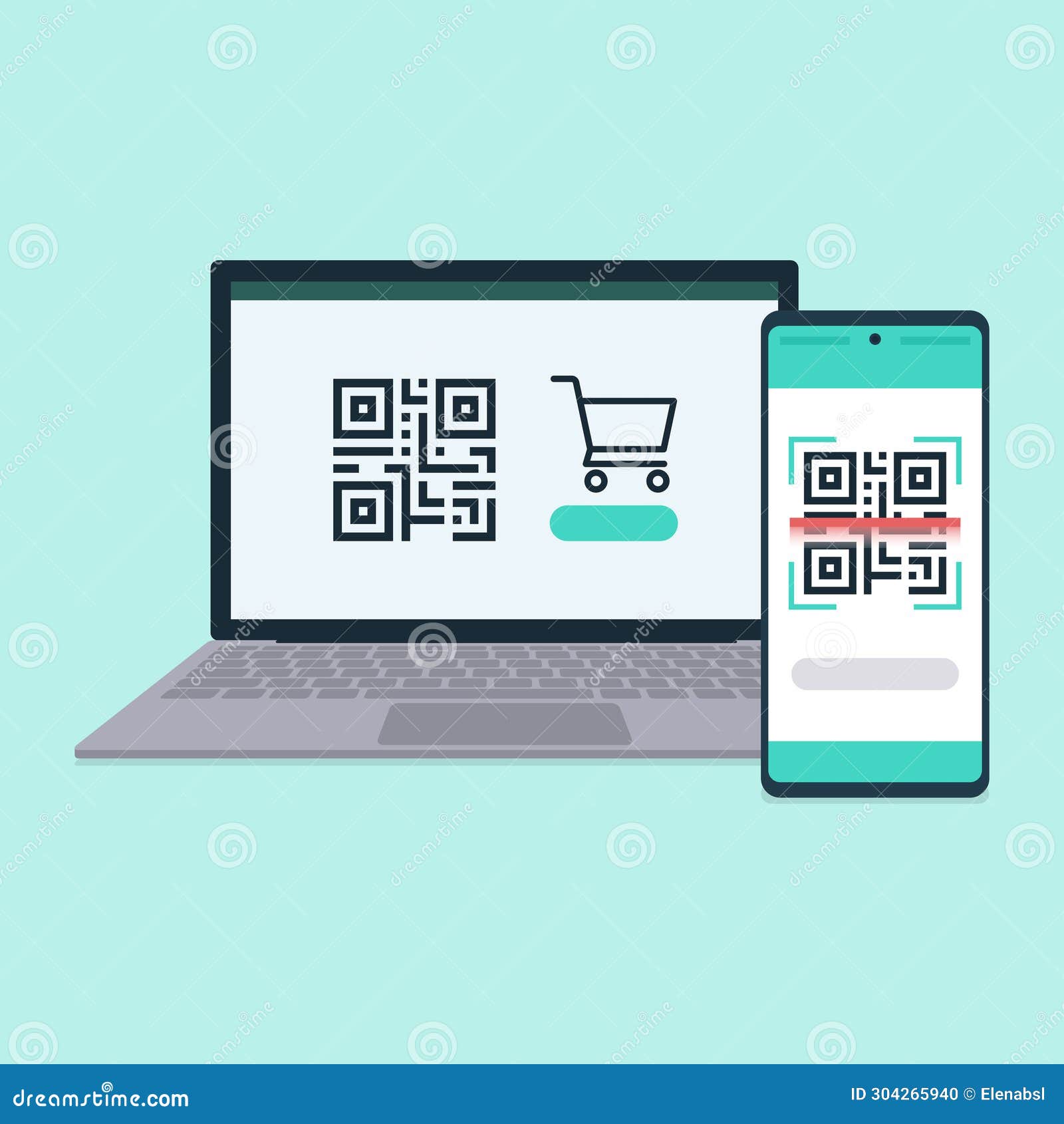 QR Code Online Secure Payments on Devices Stock Illustration ...