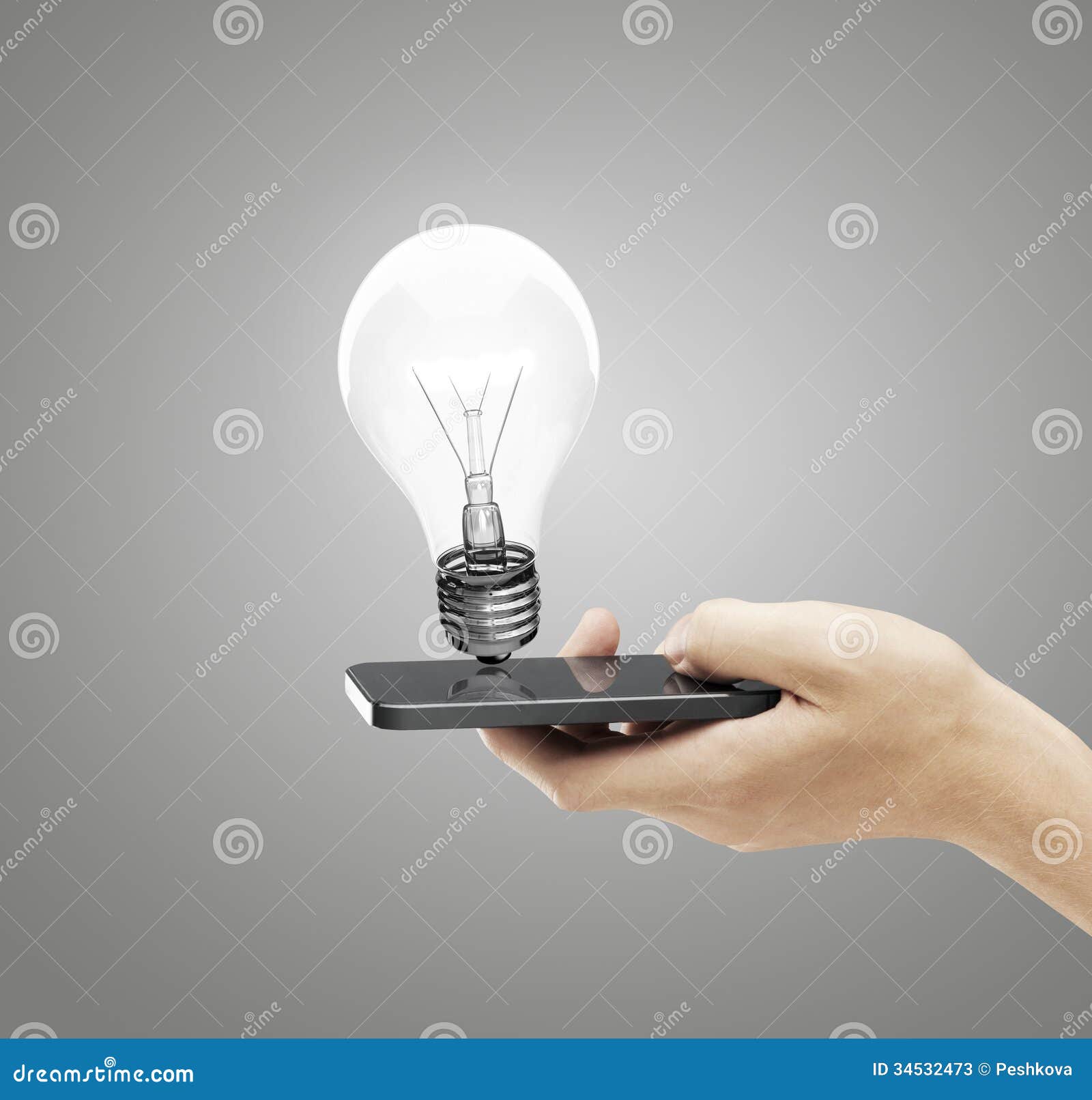 Phone with lightbulb stock image. Image of cell, mobile - 34532473