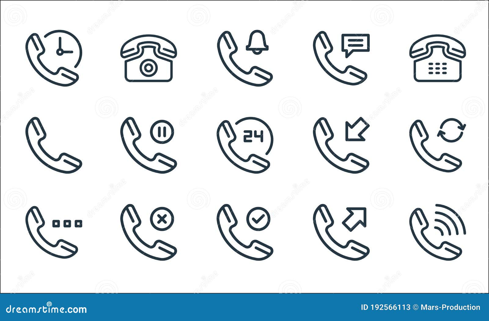 Phone Line Icons. Linear Set Stock Vector - Illustration of ...