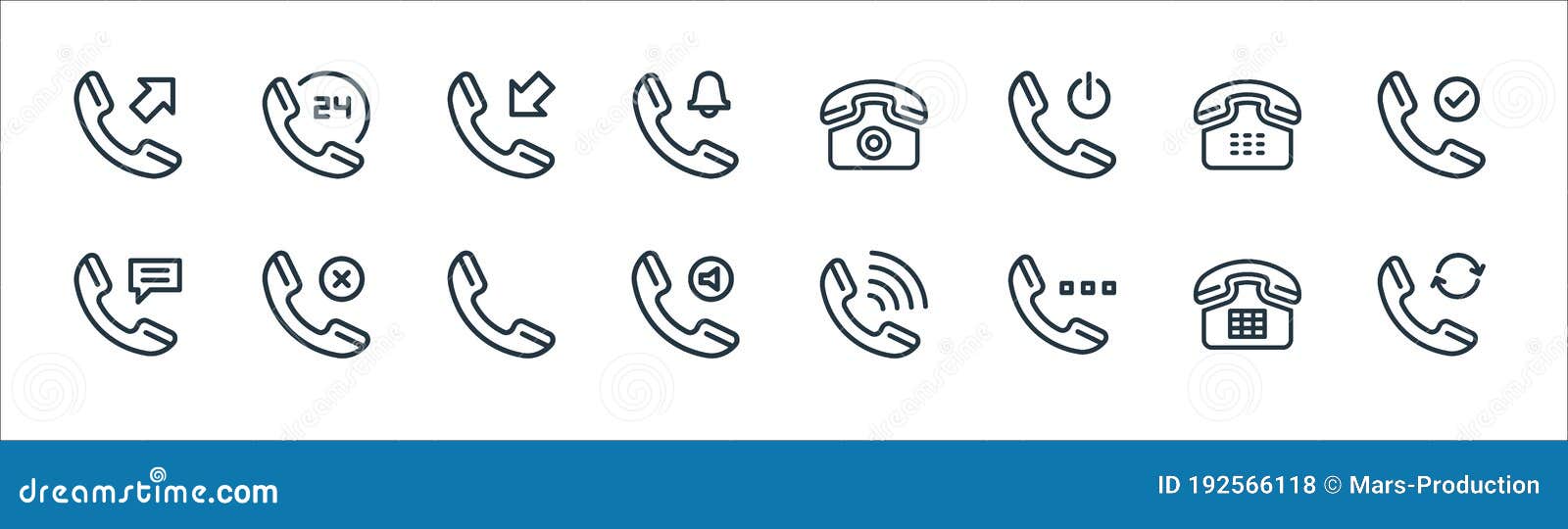 Phone Line Icons. Linear Set Stock Vector - Illustration of cellphone ...