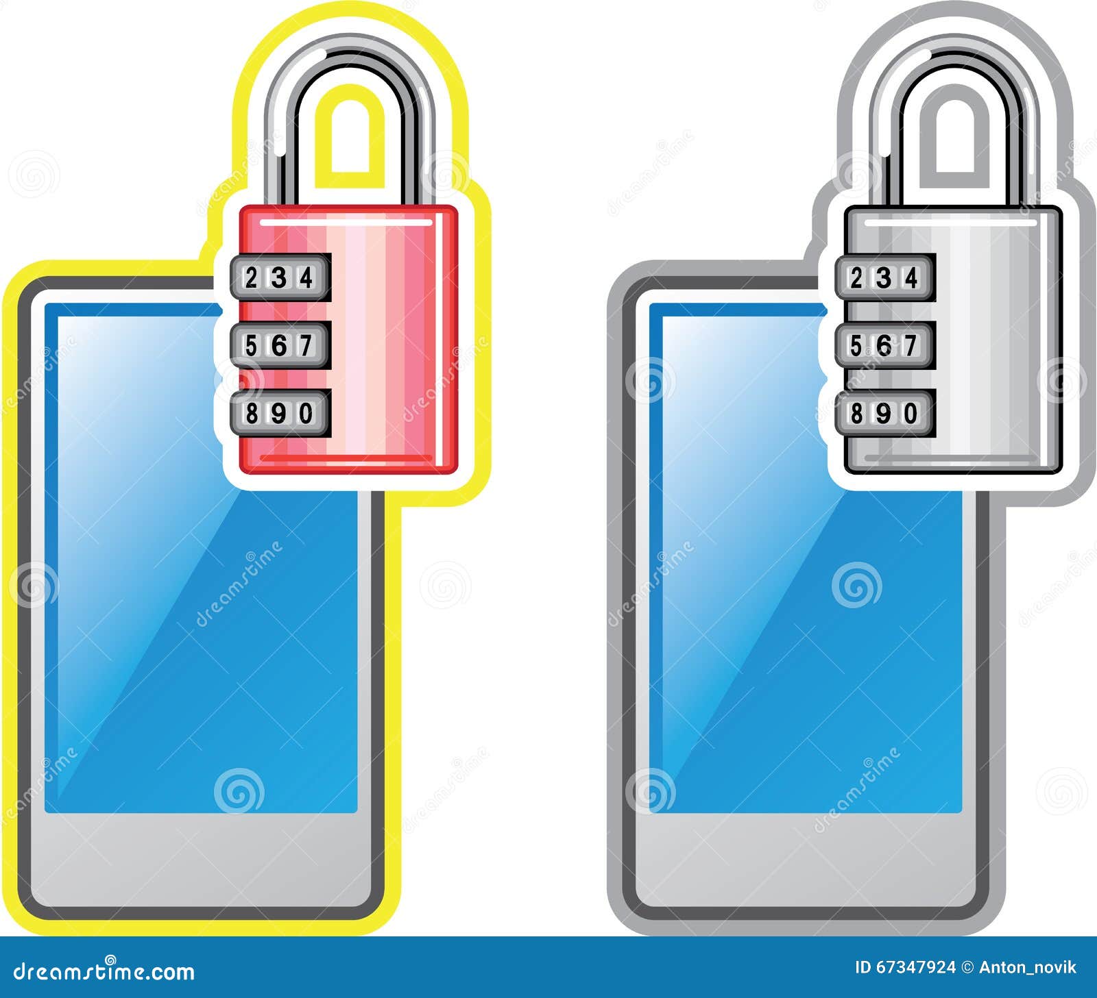 Phone Lock stock vector. Illustration of padlock, privacy - 67347924
