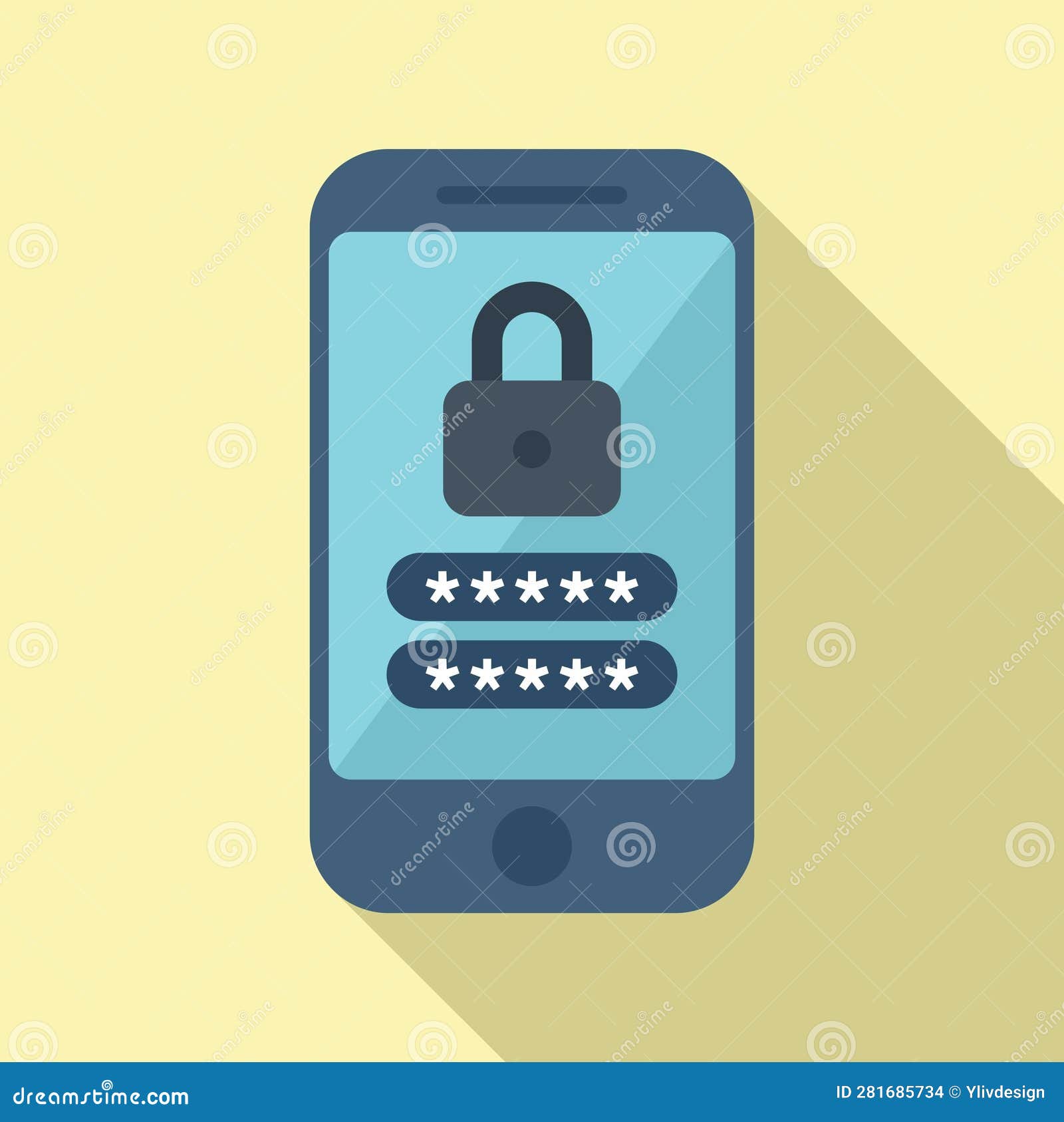 Phone Login Icon Flat Vector. Cyber App Stock Illustration ...