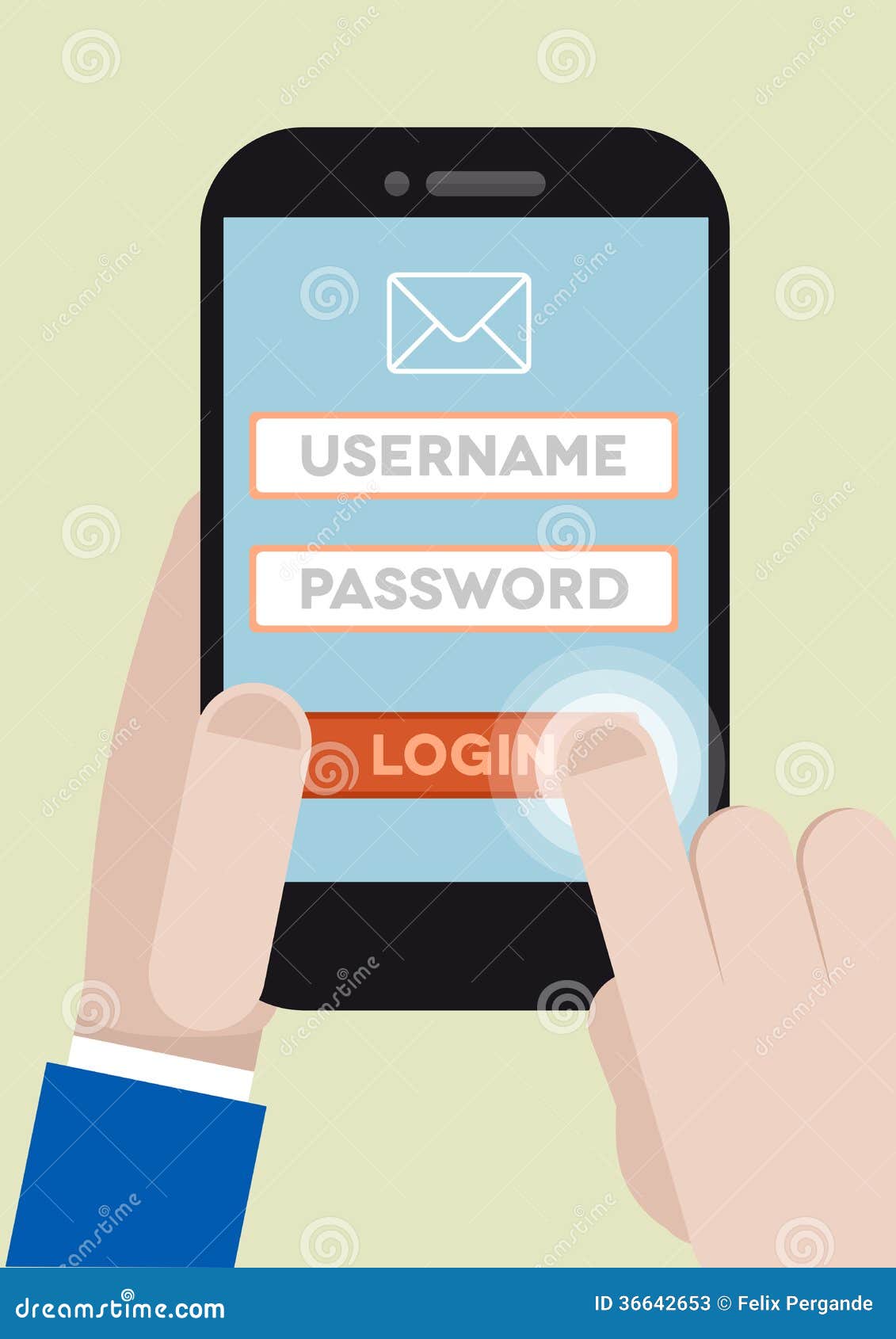 Phone Login stock vector. Illustration of background - 36642653