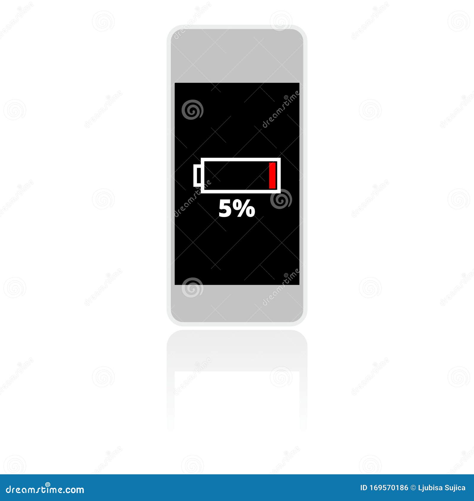 Phone with low battery stock vector. Illustration of full - 169570186