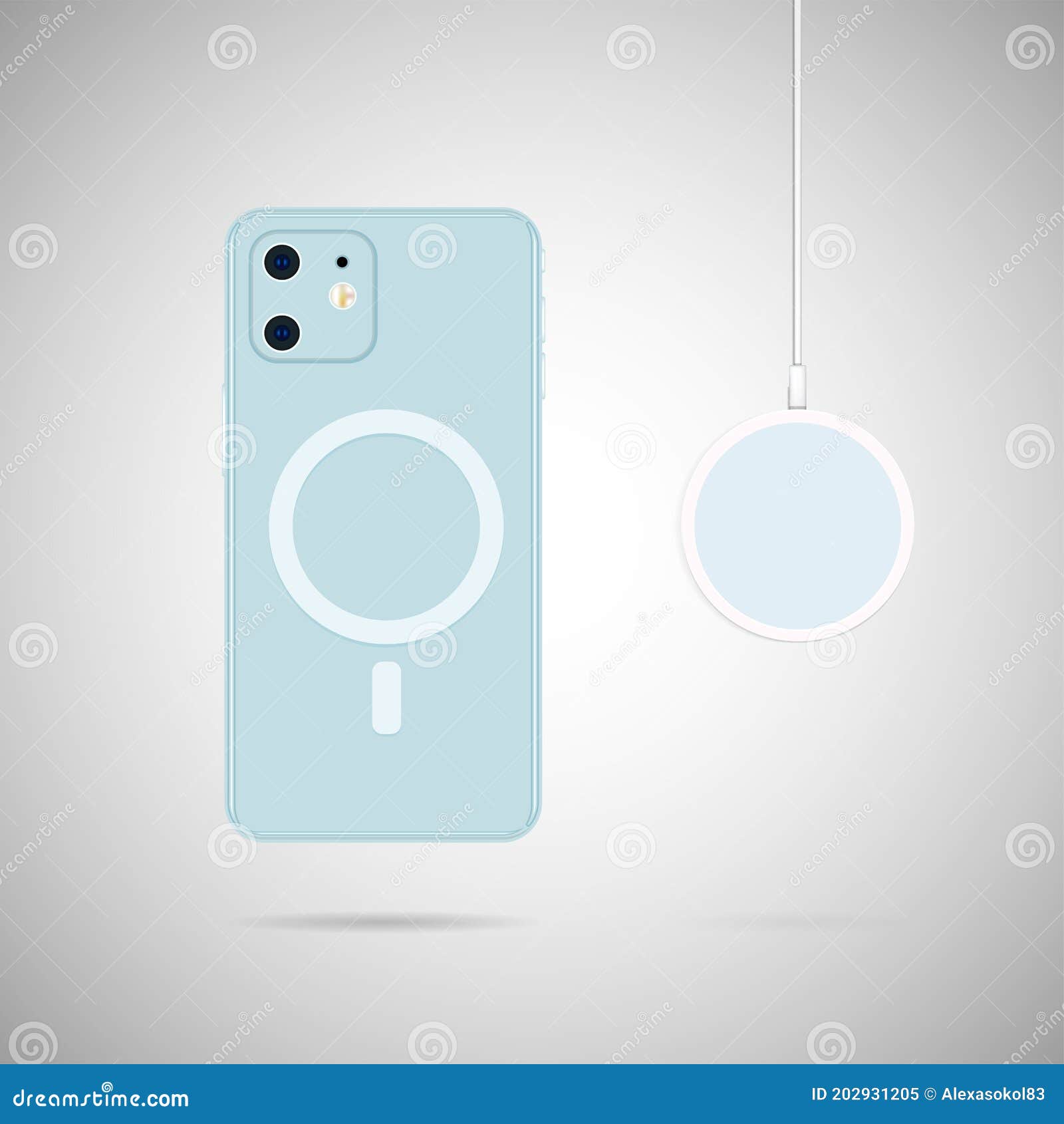 Phone with MagSafe Wireless Charger Vector Illustration Stock ...
