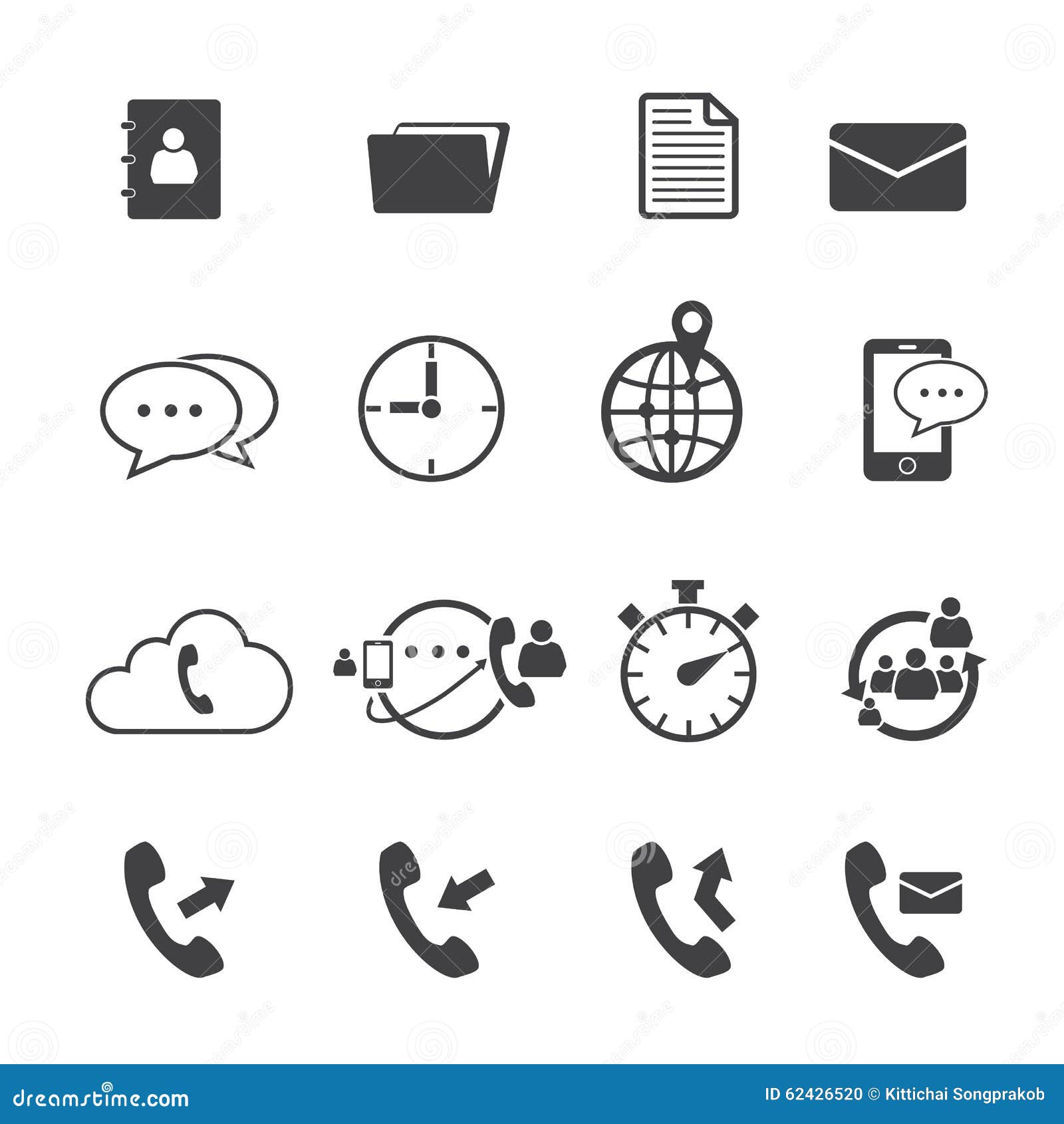 Phone mail icon set stock vector. Illustration of group - 62426520