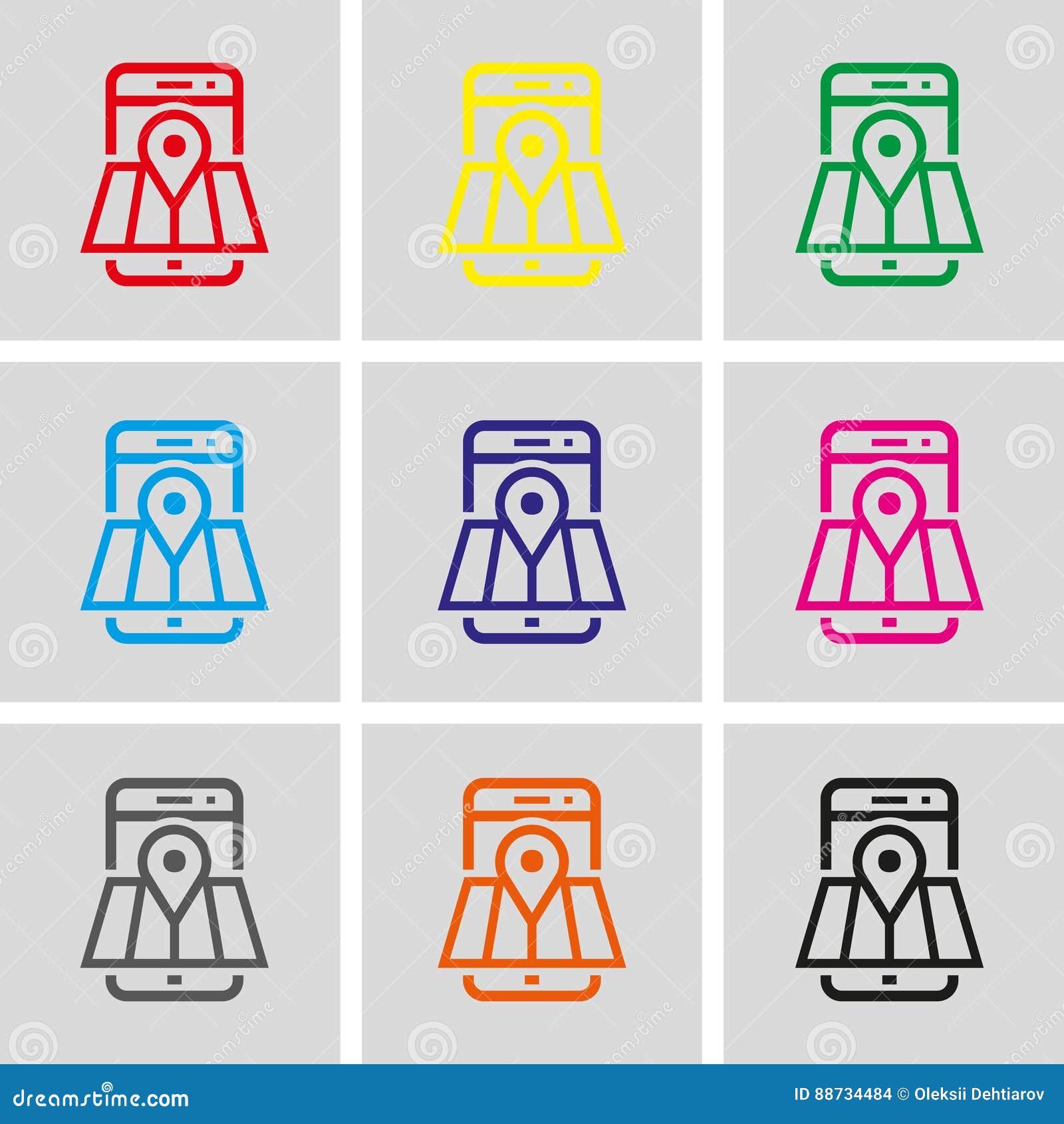 Phone and Map Icon Stock Vector Illustration Flat Design Stock Vector ...