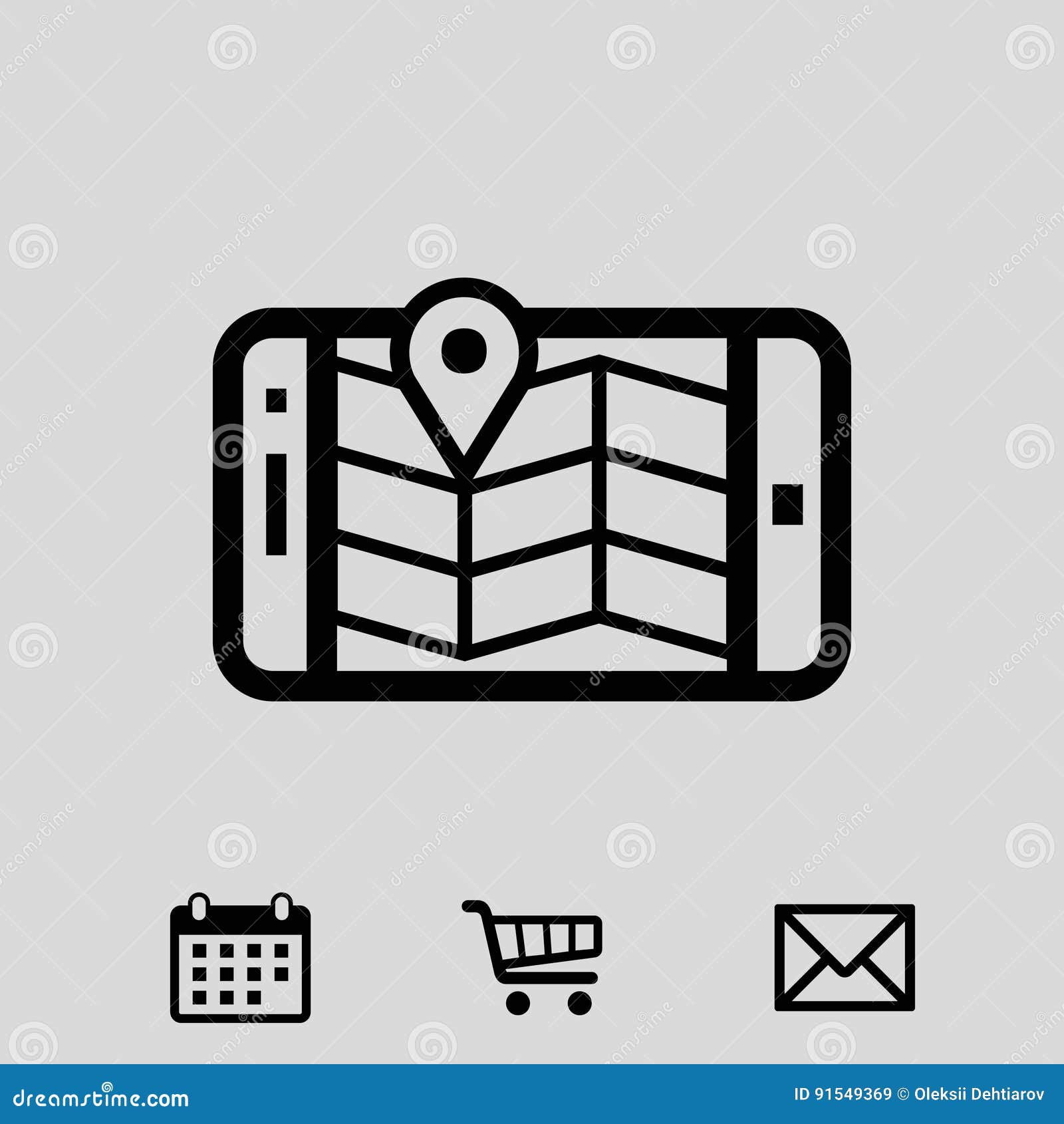 Phone and Map Icon Stock Vector Illustration Flat Design Stock Vector ...