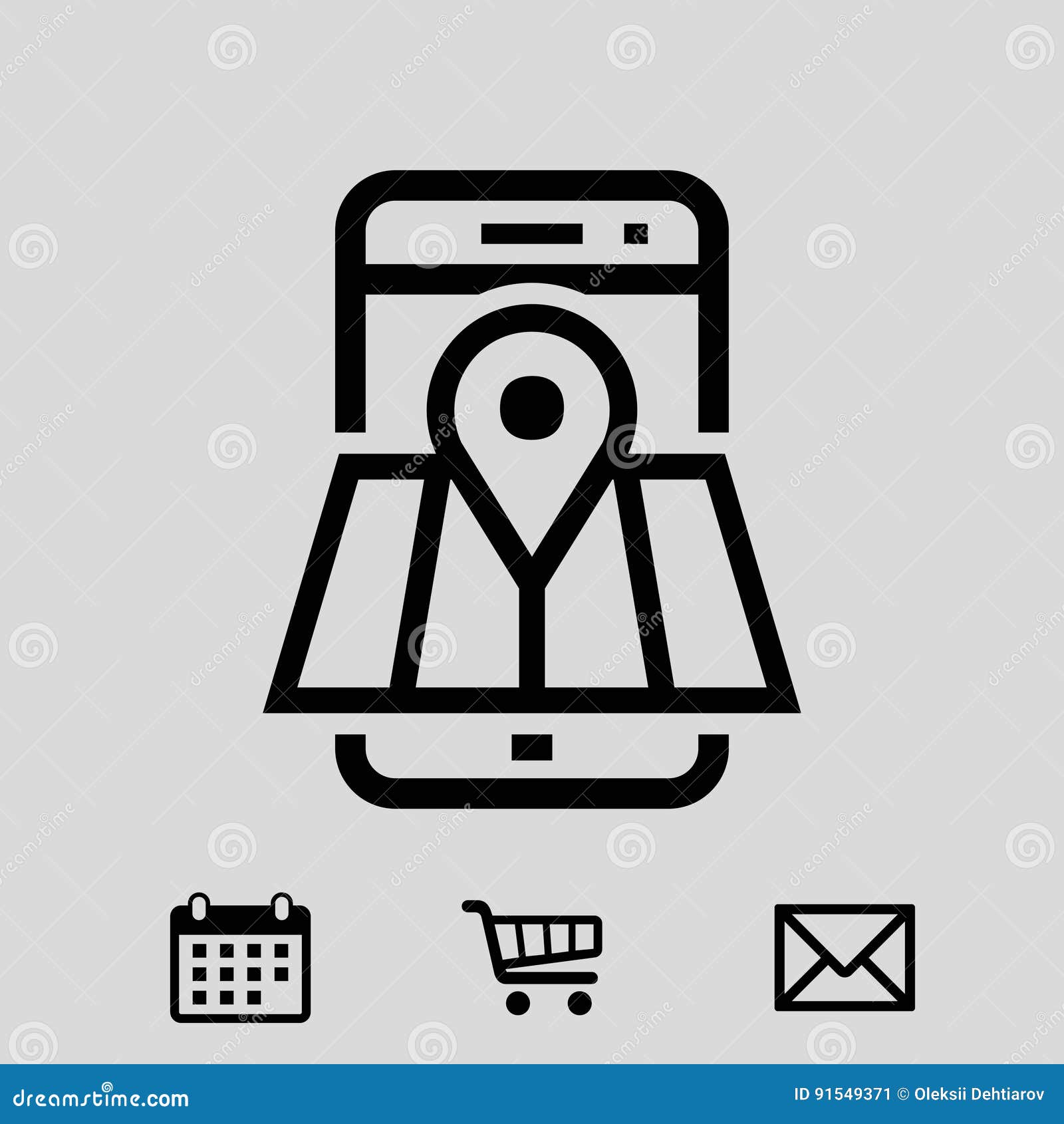 Phone and Map Icon Stock Vector Illustration Flat Design Stock Vector ...