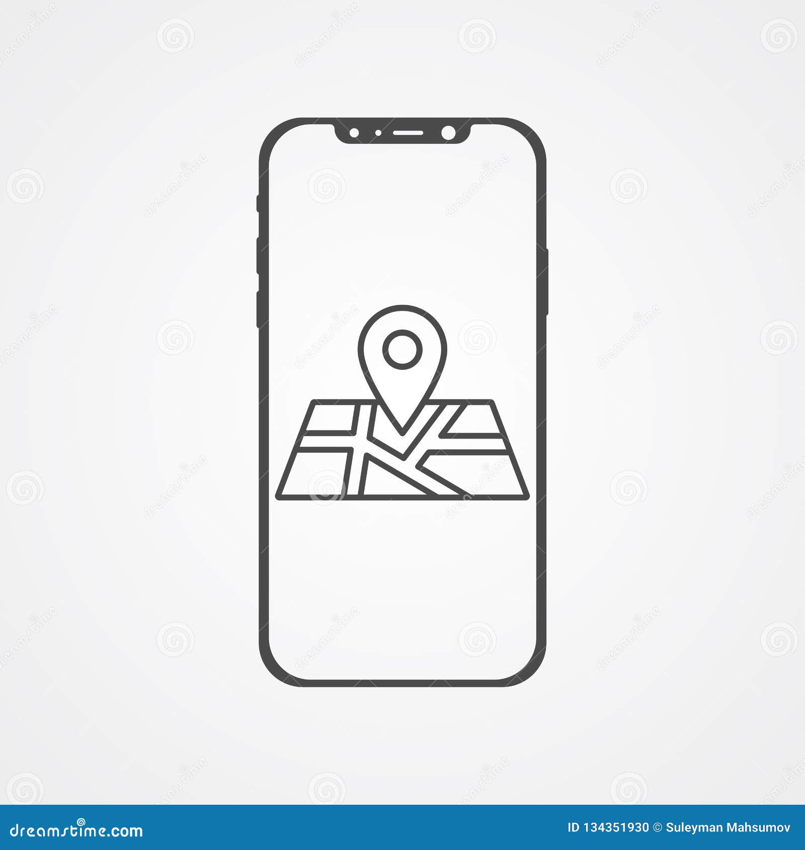 Phone with Map Vector Icon Sign Symbol Stock Vector - Illustration of ...