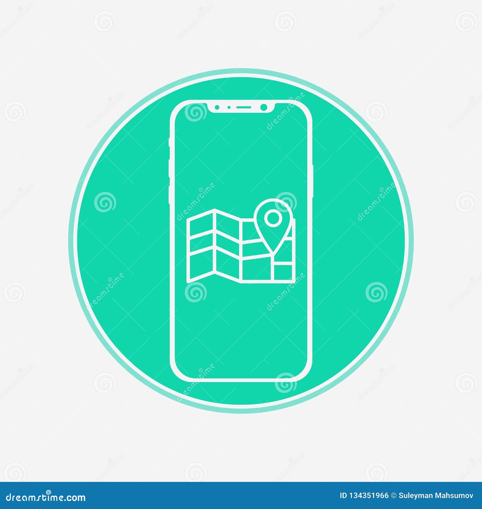 Phone with Map Vector Icon Sign Symbol Stock Vector - Illustration of ...