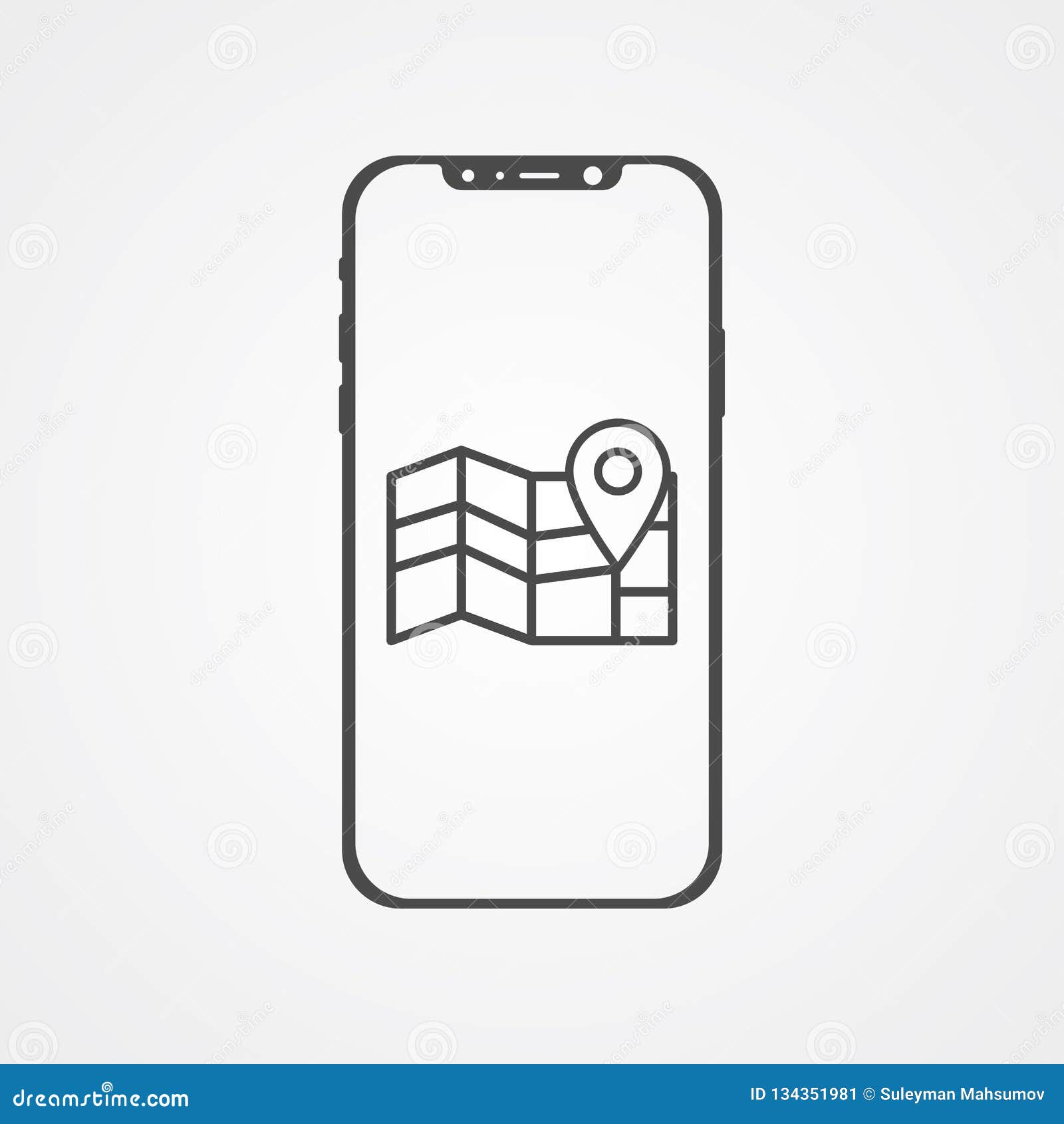 Phone with Map Vector Icon Sign Symbol Stock Vector - Illustration of ...