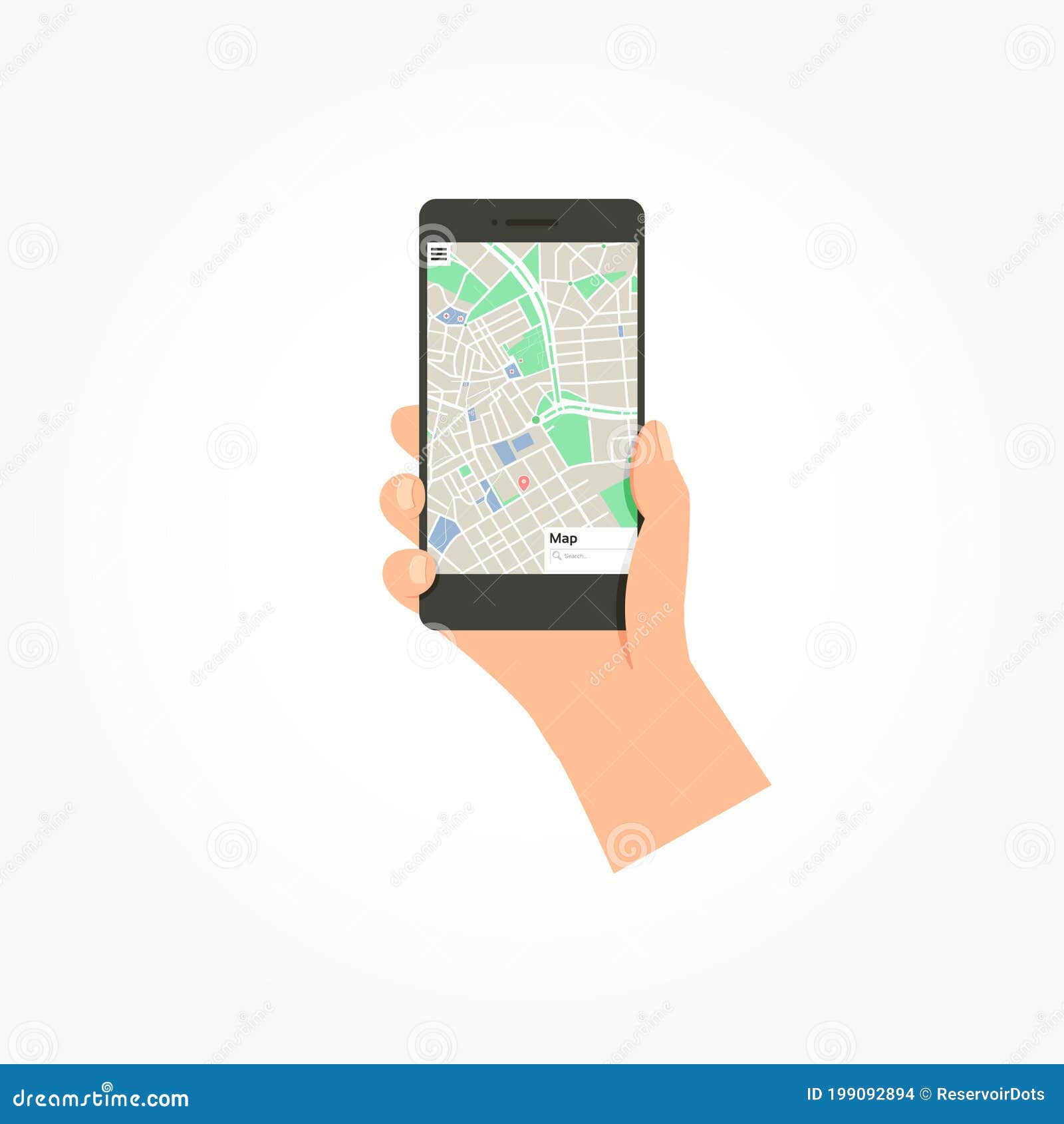 Phone Map Icon Vector stock vector. Illustration of application - 199092894