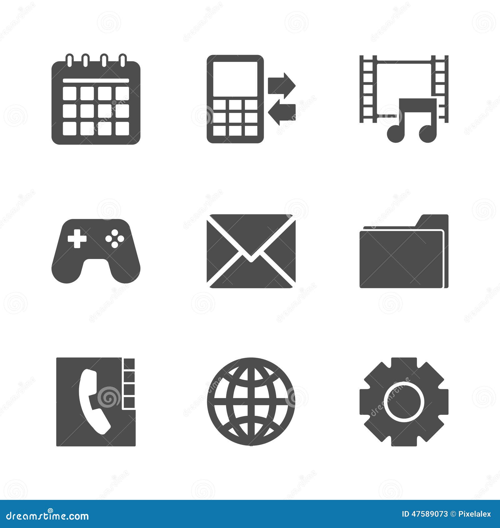 Phone Menu Icons Set stock vector. Illustration of joystick - 47589073