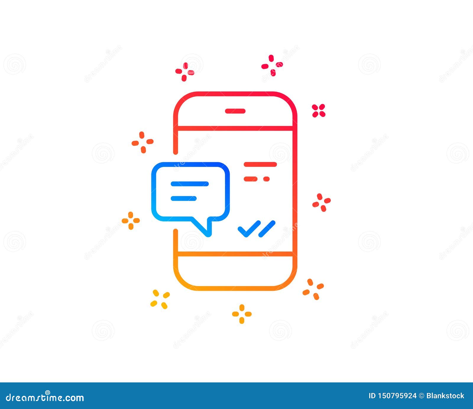 Phone Message Line Icon. Mobile Chat Sign. Vector Stock Vector ...