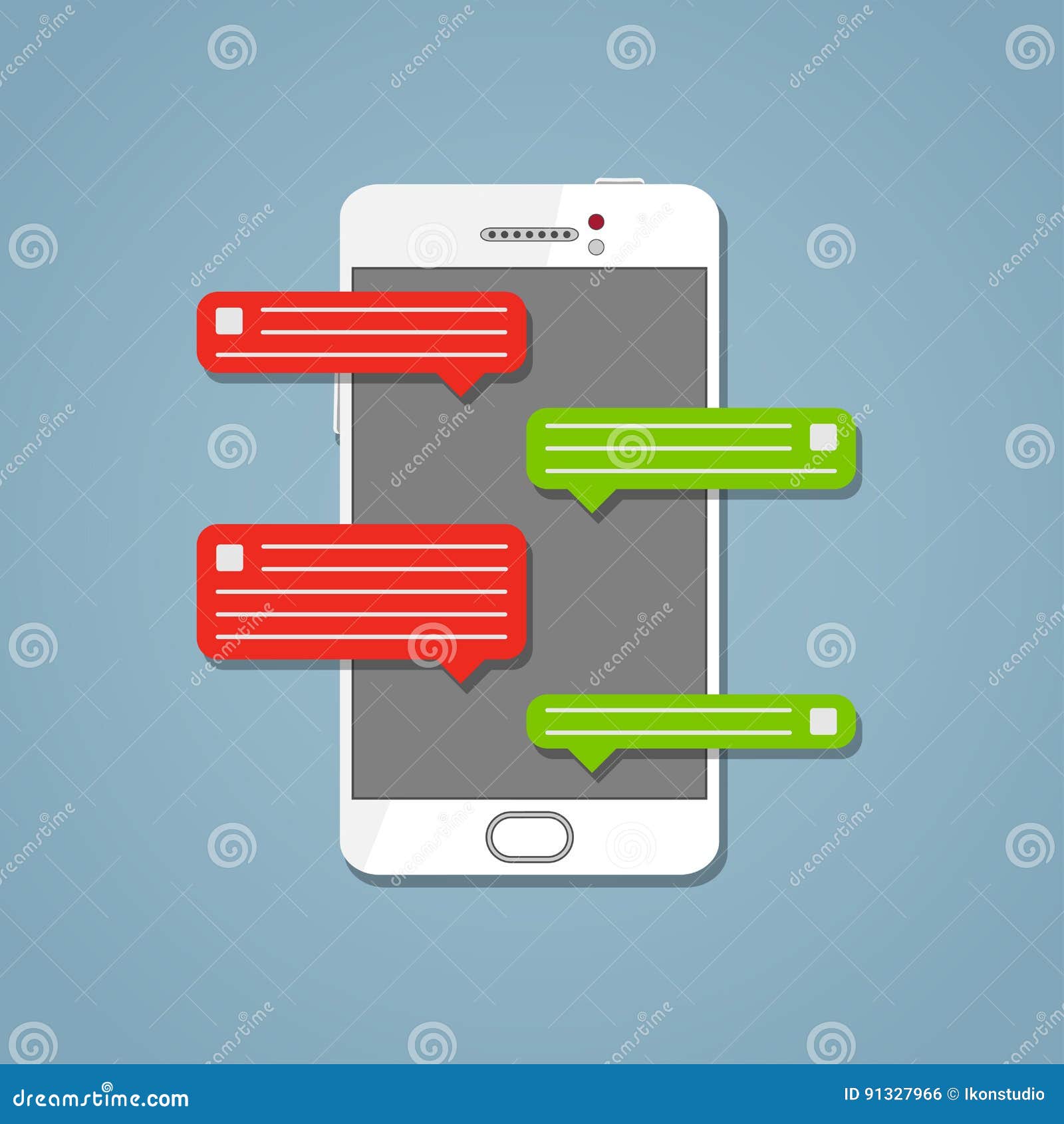 Phone with Message in White Style Stock Vector - Illustration of quick ...