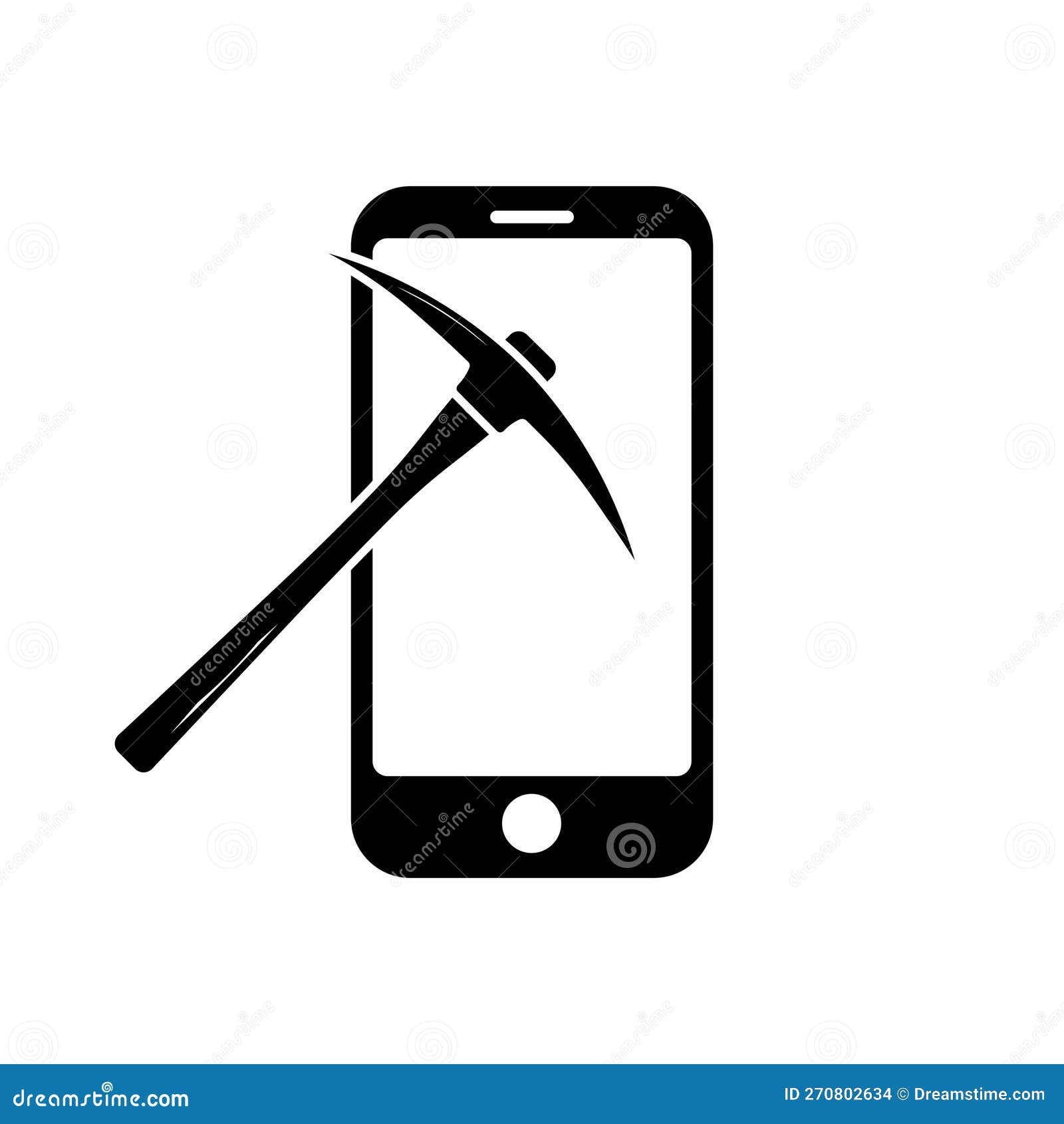 Phone with Mining Pickaxe Icon Symbol for App and Web Stock Vector ...