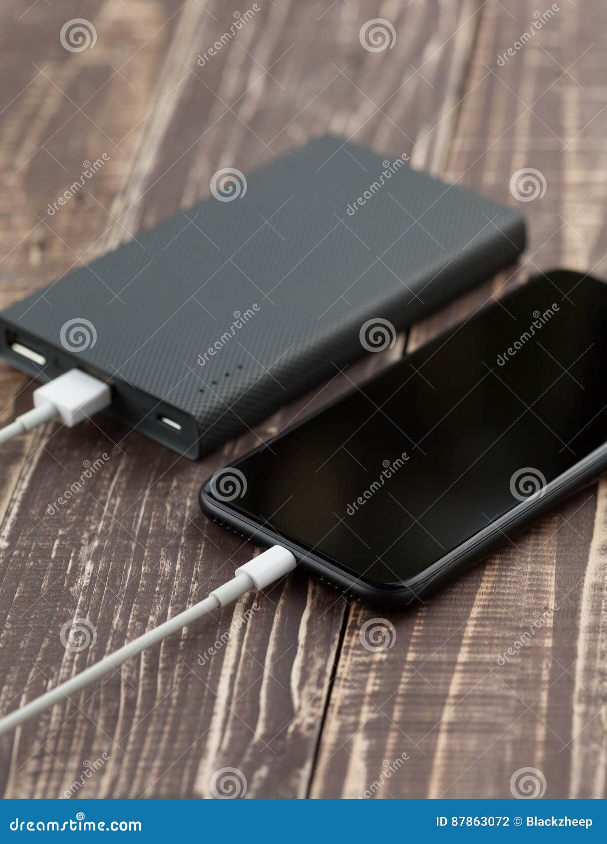 Phone Mobile Connect To Battery Power Reserves Side View Stock Photo ...