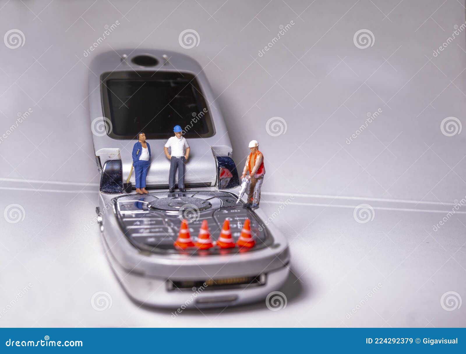 Phone Mobile Open Flip. Worker Maintenance Push Button Stock Image ...