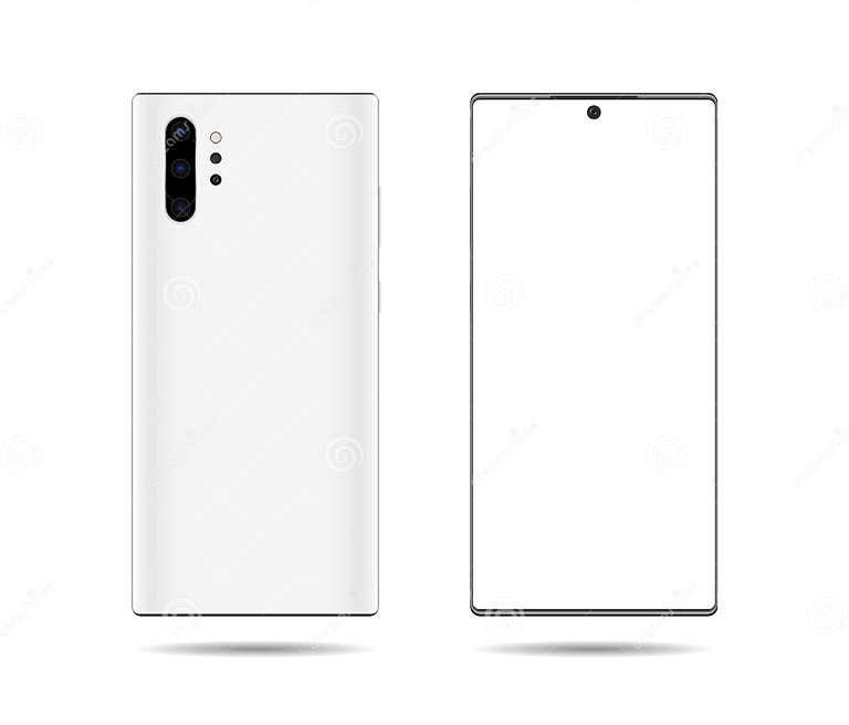 Phone Mockup with Blank Screen. Back and Front View Realistic Stock ...