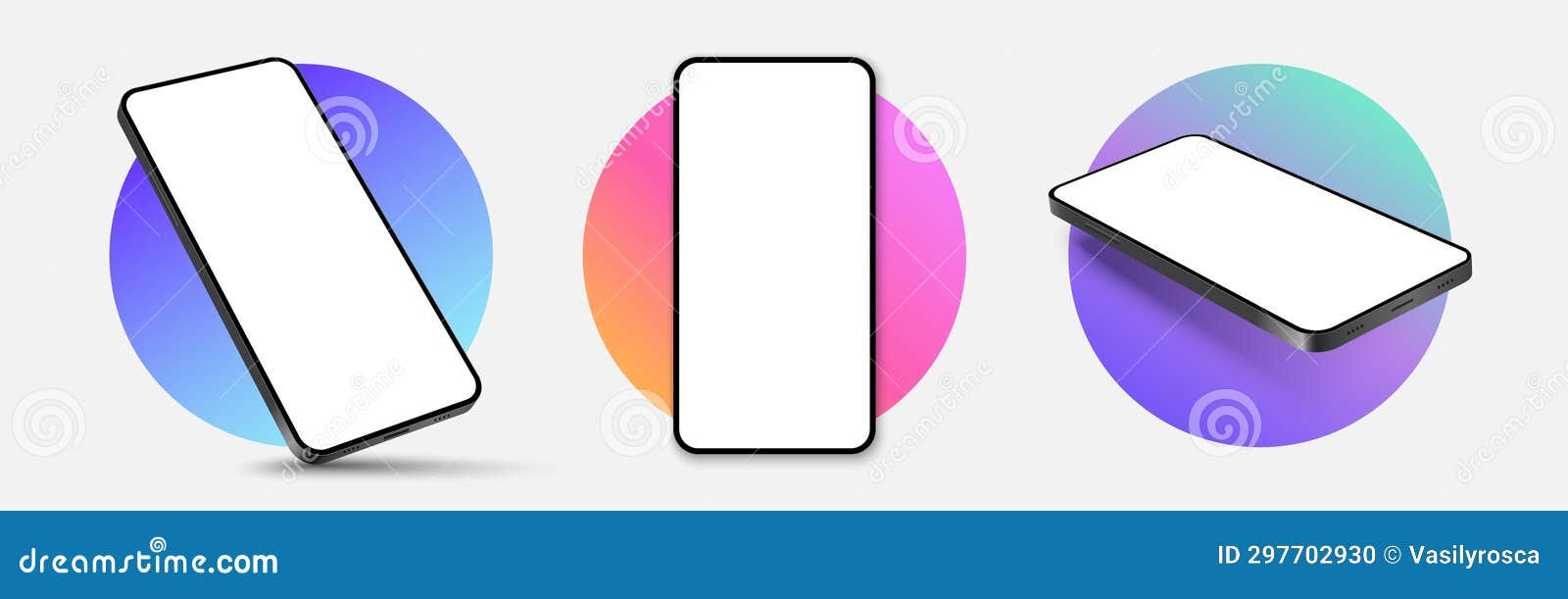 Device Set Template, Smartphone Mock Up, Tablet And Laptop With Blank ...