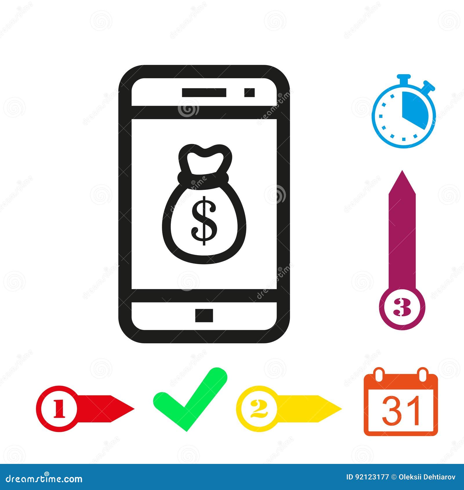 Phone and Money Icon Stock Vector Illustration Flat Design Stock Vector ...