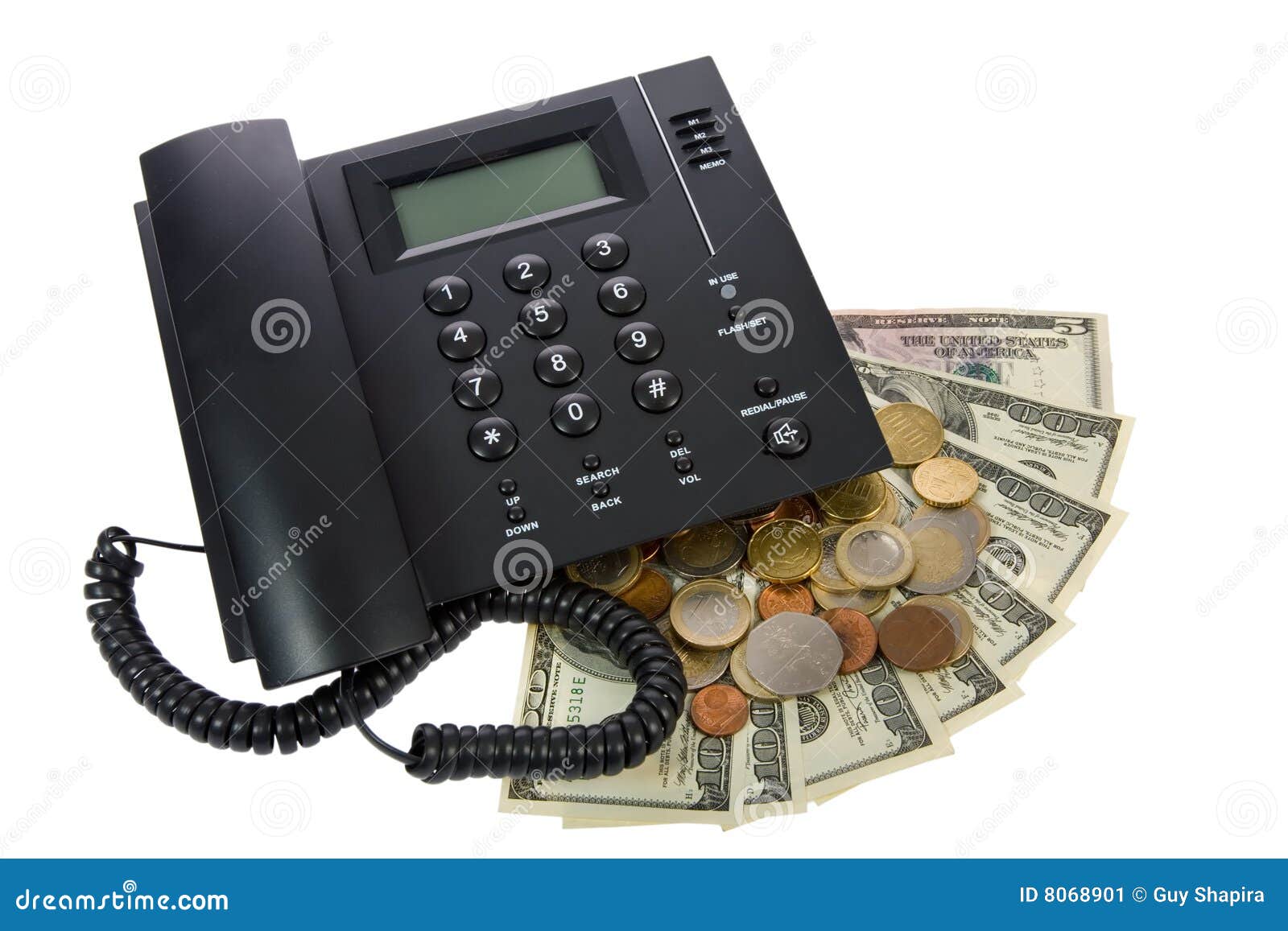 Phone with Money on White. See Portfolio for Simil Stock Image - Image ...