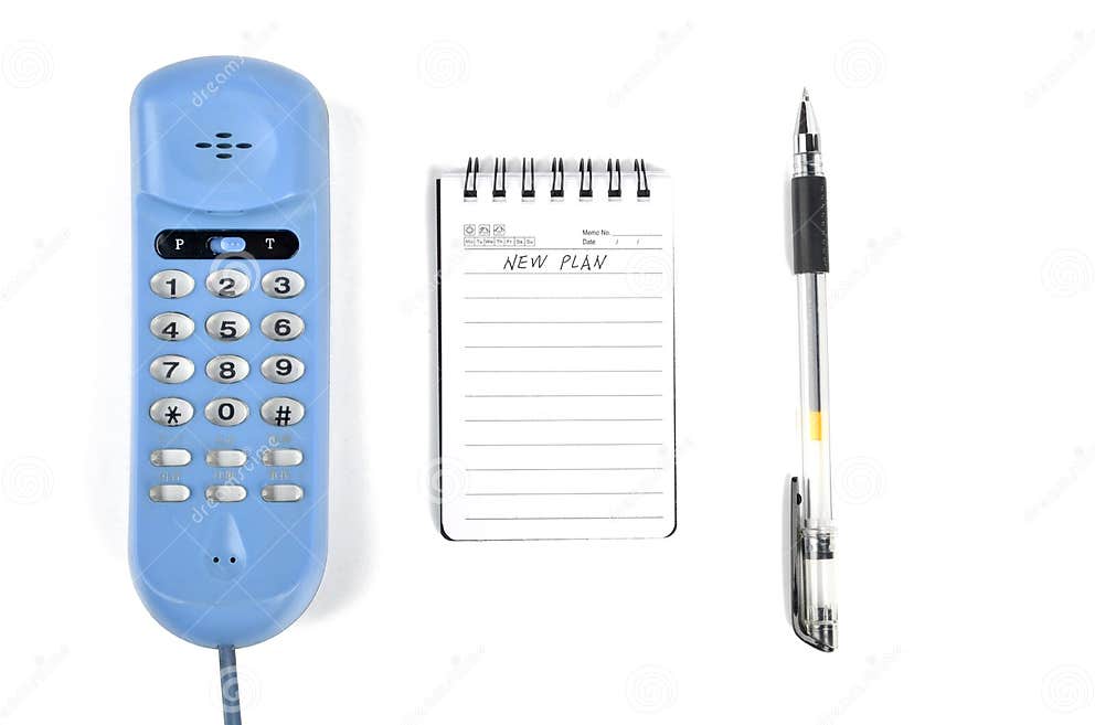 Phone and notepad with pen stock image. Image of dial - 23565413
