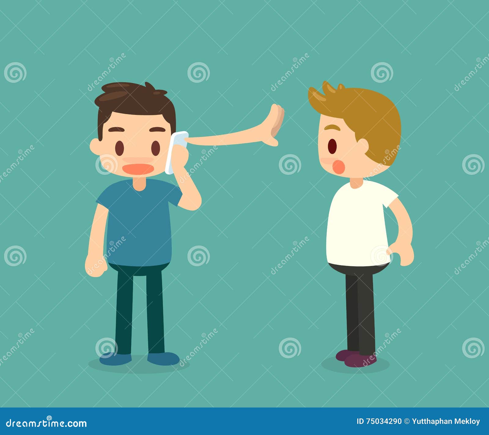 Phone obstructing people. stock illustration. Illustration of wait ...