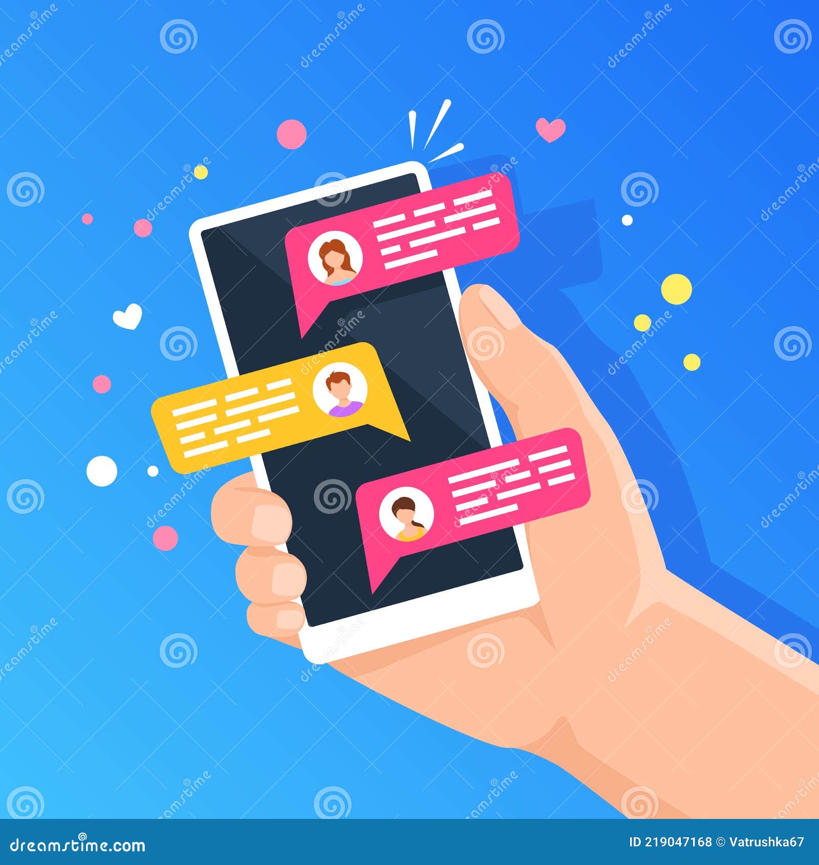 Phone with Online Chat. People Chatting in Smartphone Messenger Stock ...